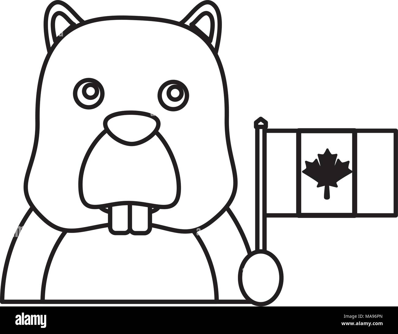 beaver mascot holding canadian flag Stock Vector Image & Art - Alamy