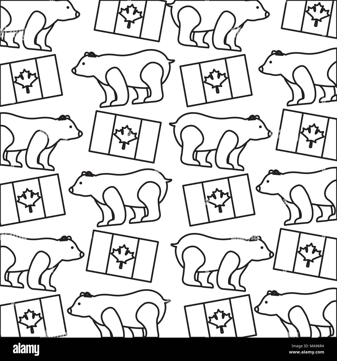 grizzly bear with canadian flag patriotism background Stock Vector ...