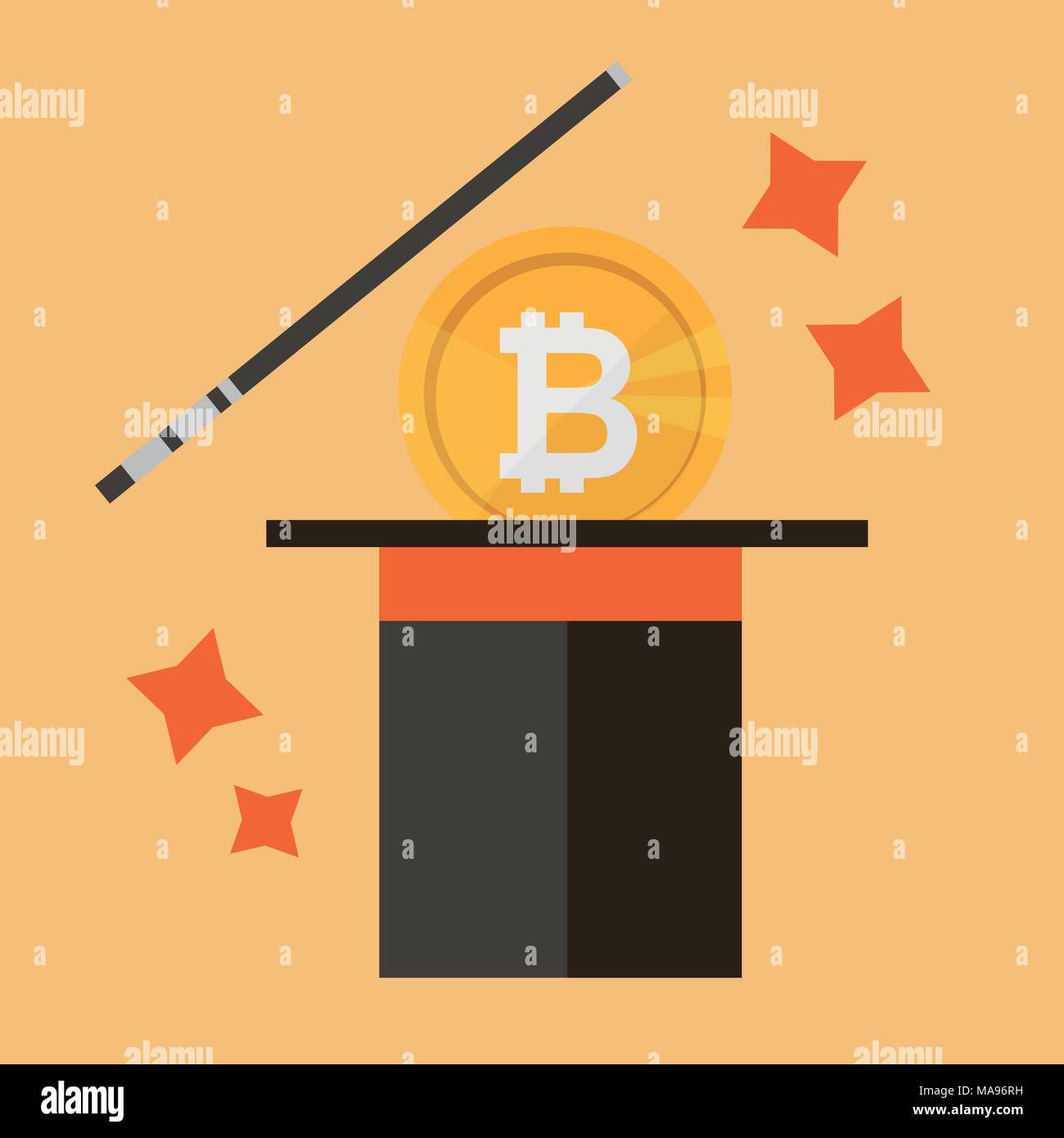 Bitcoin icon. Concept of money and magic. Vector illustration Stock ...