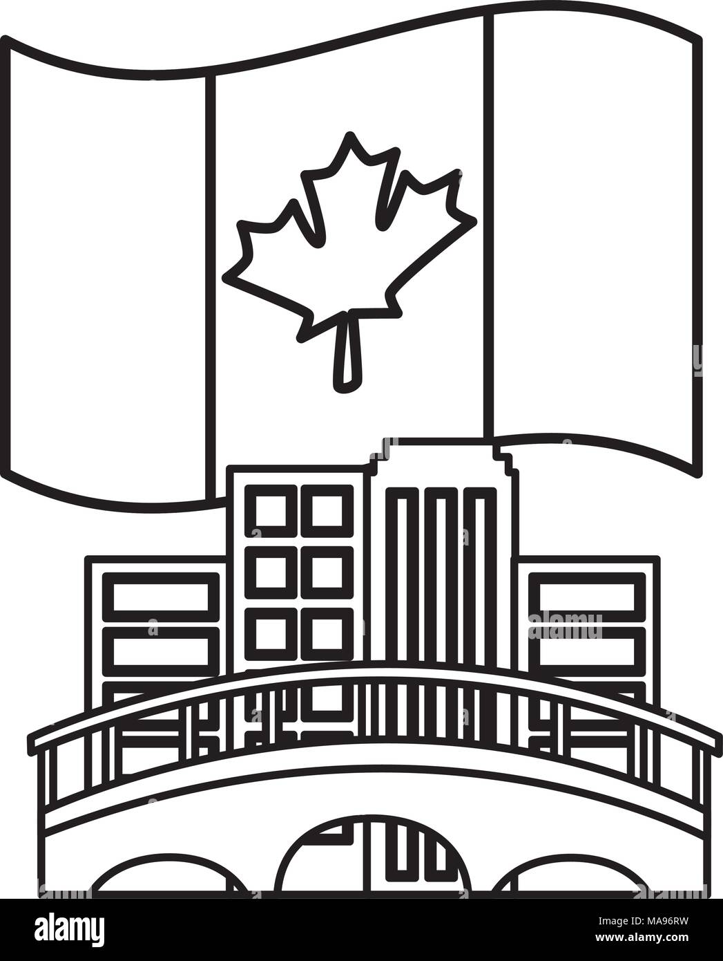 canadian city bridge and flag emblem Stock Vector Image & Art - Alamy