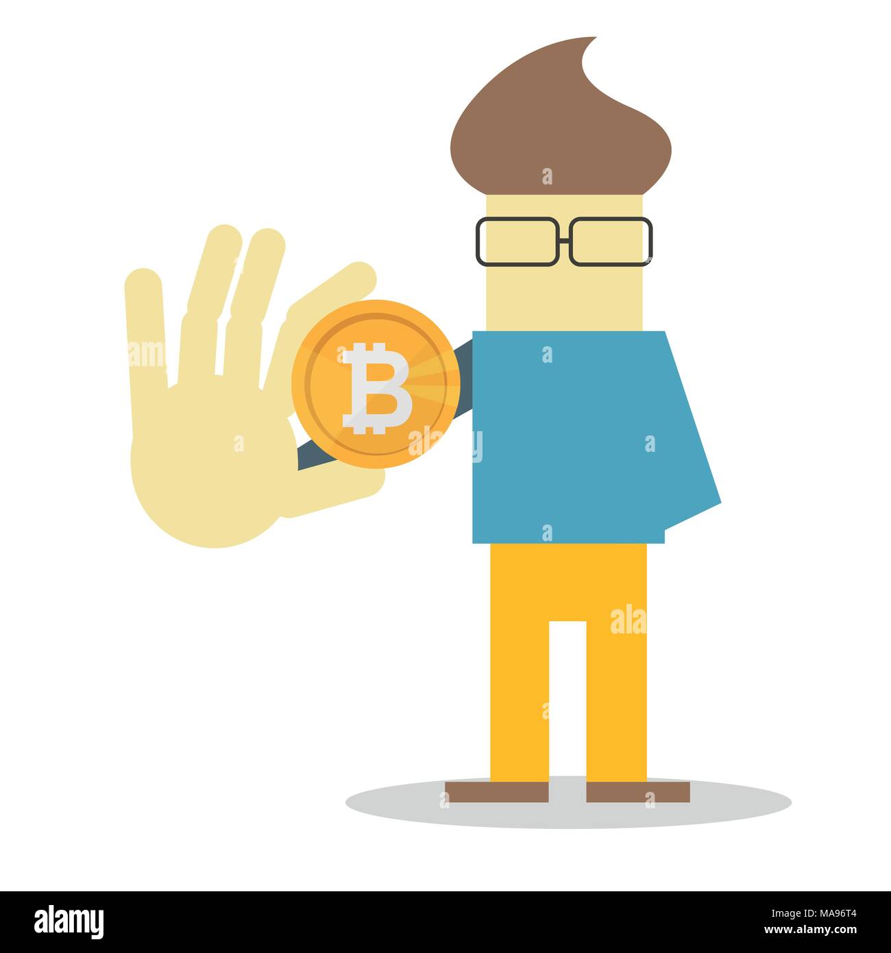 Man hold bitcoin coin money. Vector flat cartoon character - icon ...