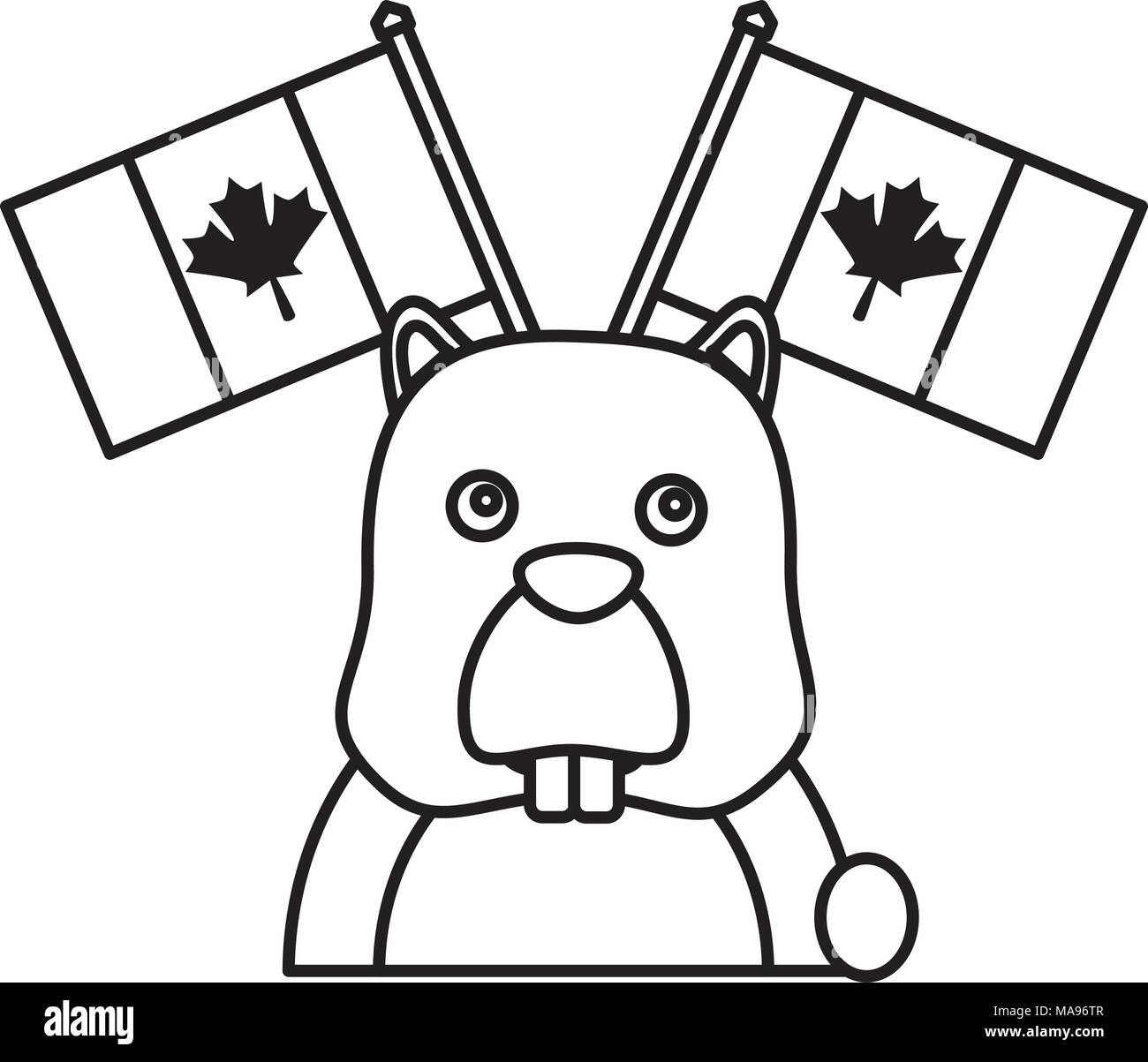 Beaver holding canadian flag Stock Vector Images - Alamy