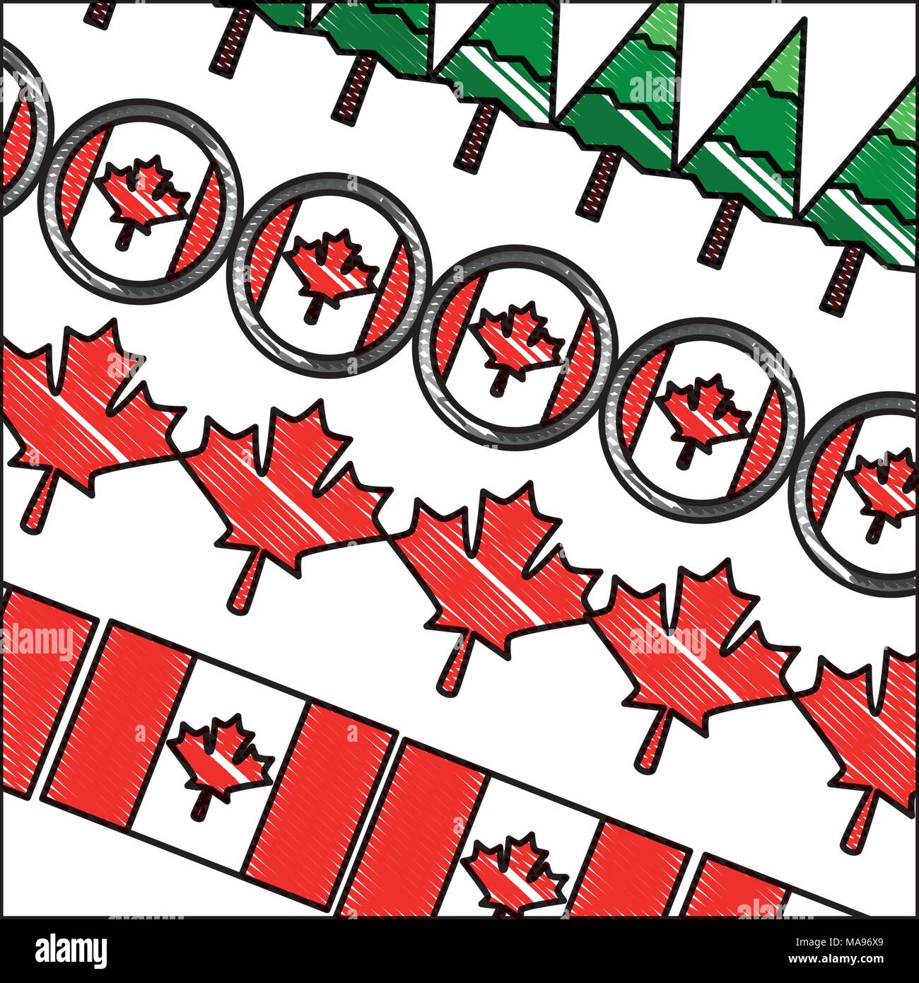 canadian pattern flag maple leaf pine forest Stock Vector Image & Art ...