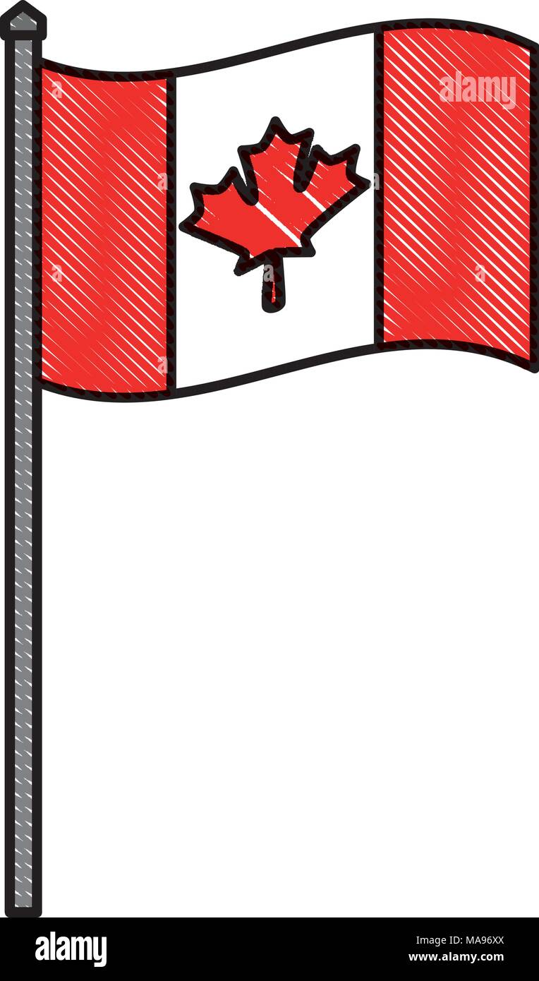 canadian national flag in the pole waving symbol Stock Vector Image ...