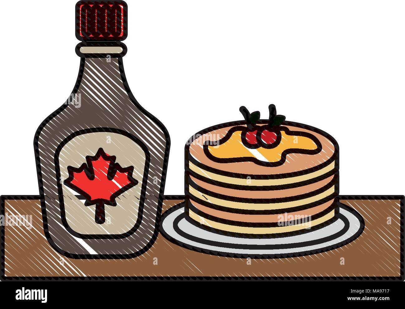 Canadian breakfast pancake maple Stock Vector Images - Alamy