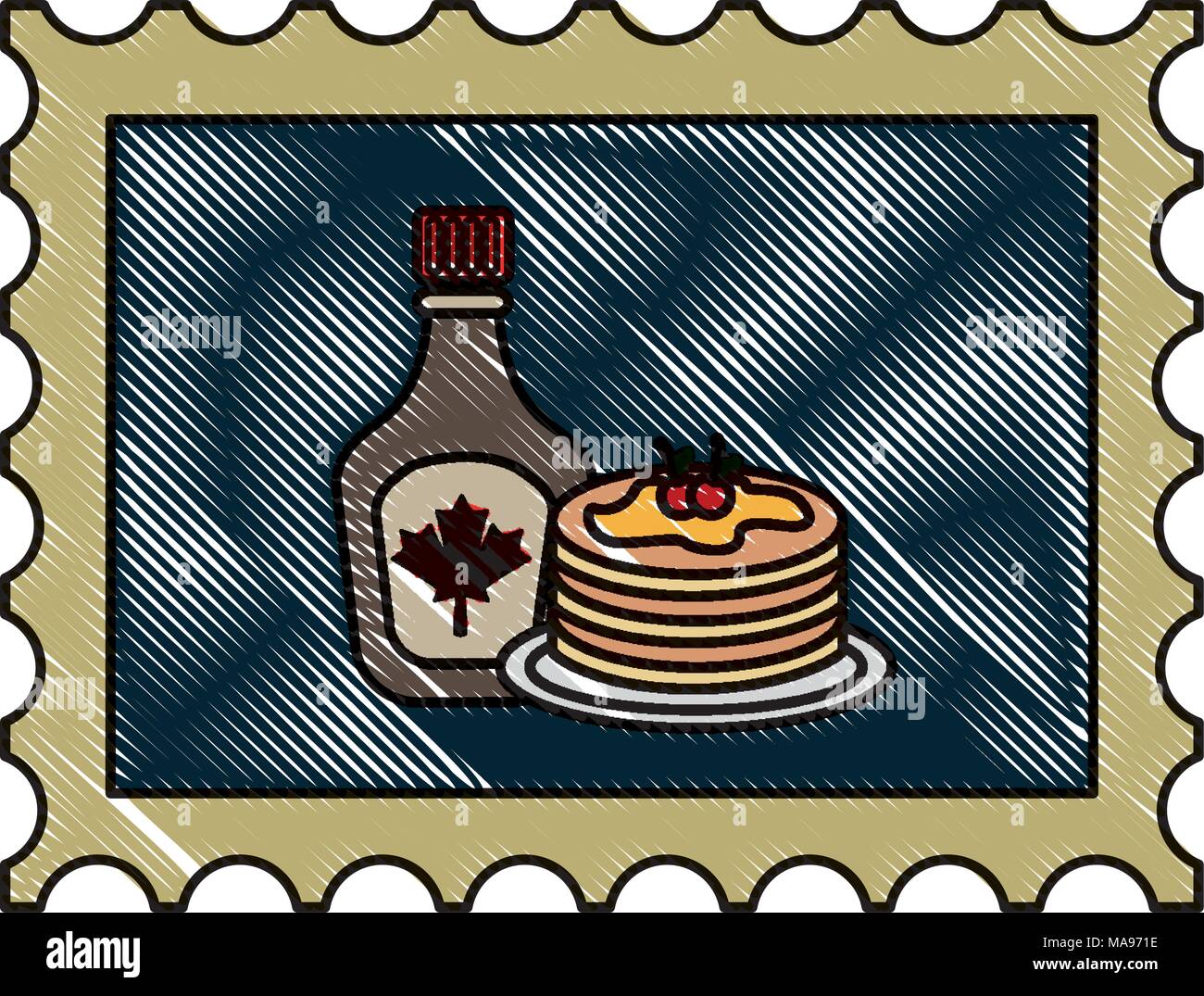 pancake syrup maple postage stamp national canada Stock Vector Image ...