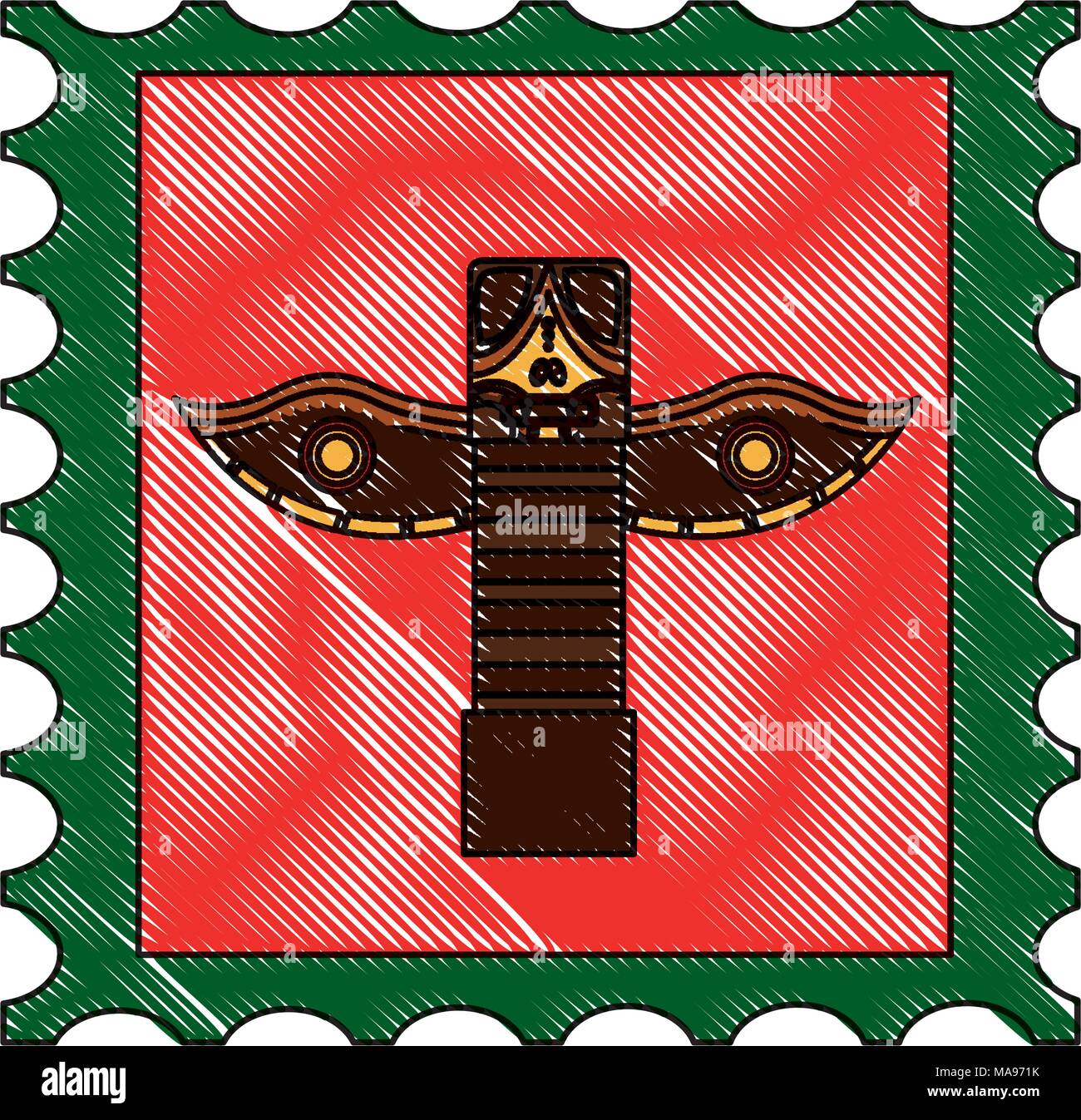 postage stamp canadian ancient totem Stock Vector Image & Art - Alamy