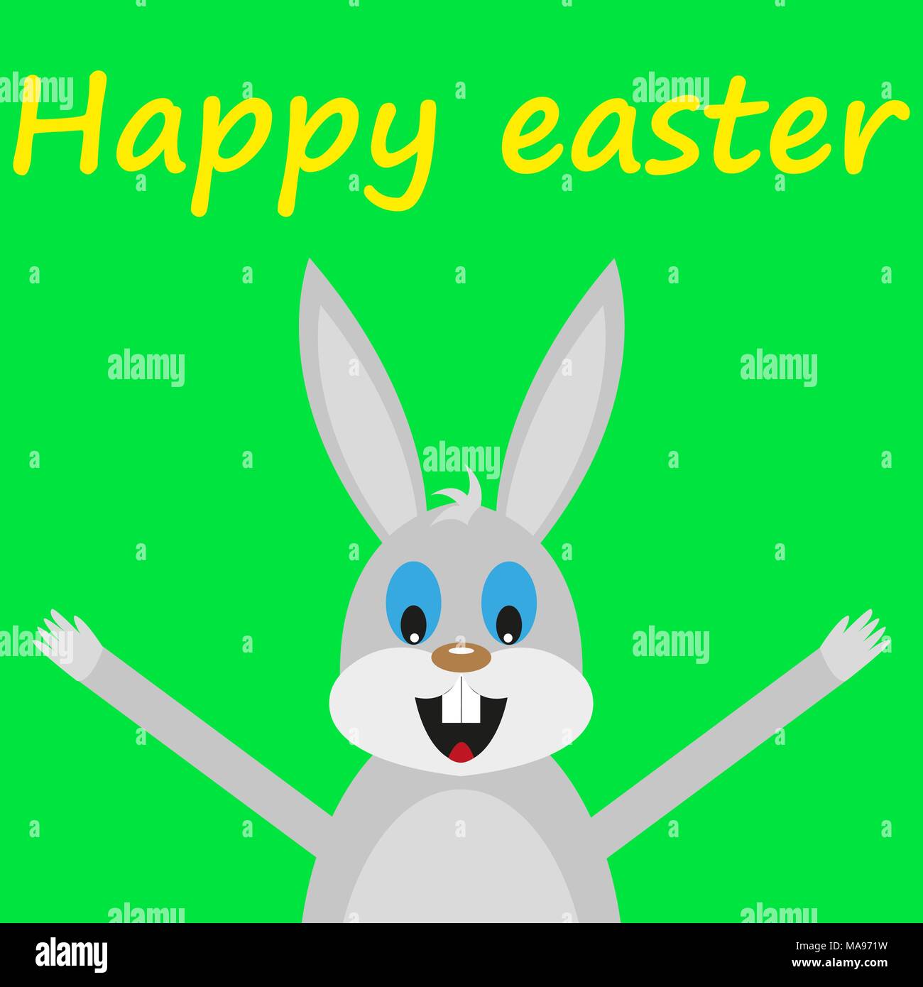 Funny easter rabbit on green background Stock Vector Image & Art - Alamy