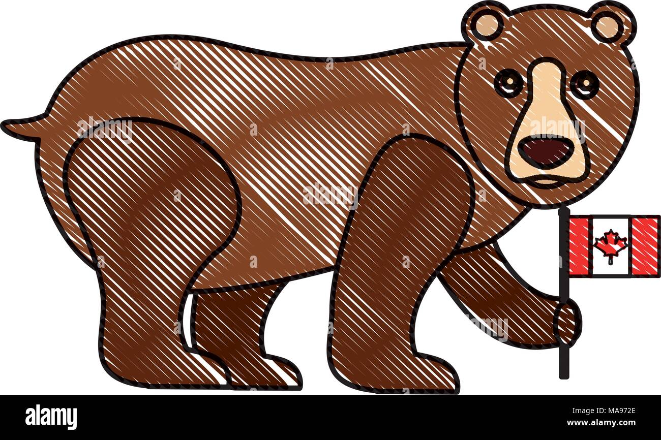 grizzly bear holding canadian flag Stock Vector Image & Art - Alamy