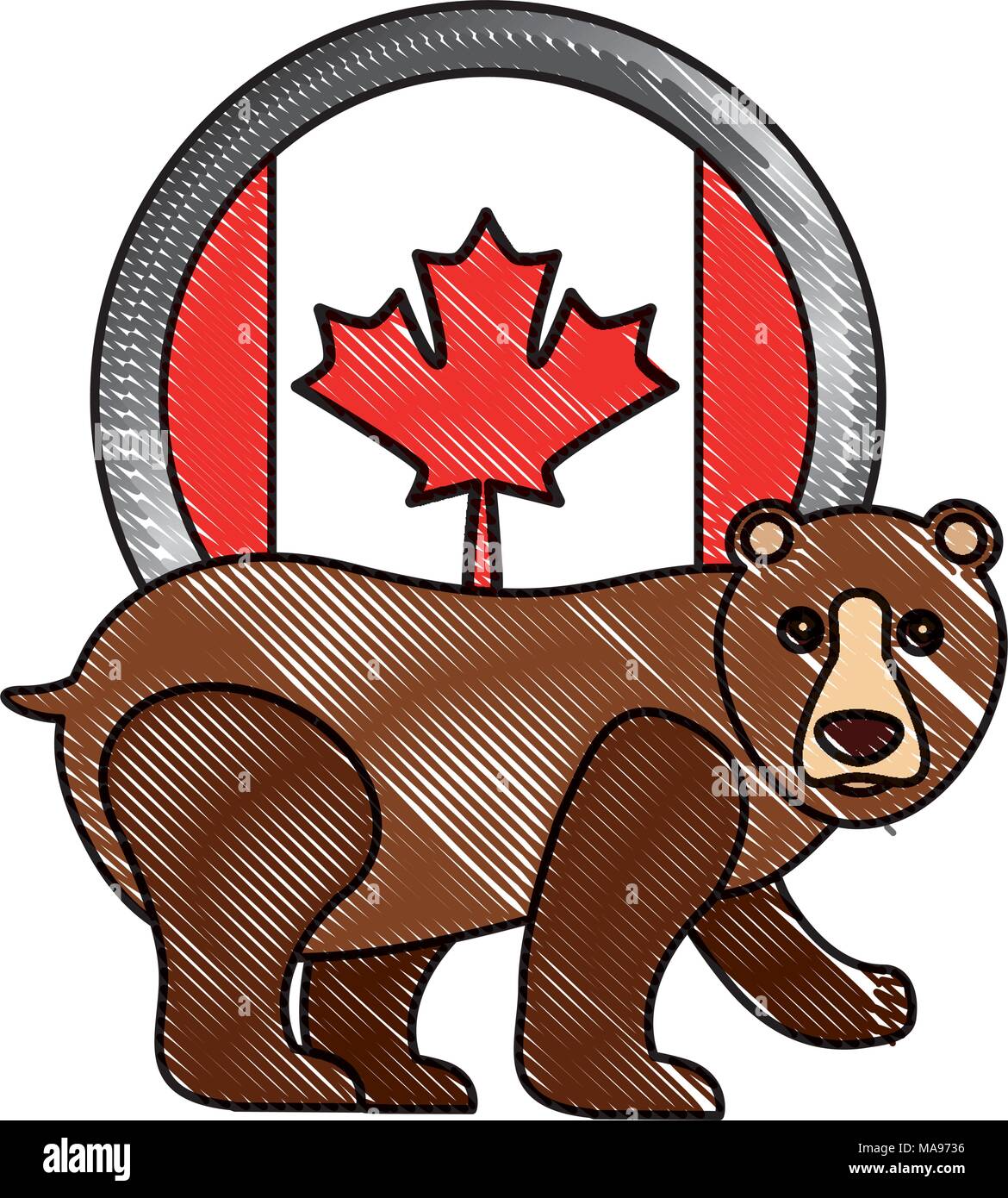 grizzly bear mammal with canadian flag Stock Vector Image & Art - Alamy