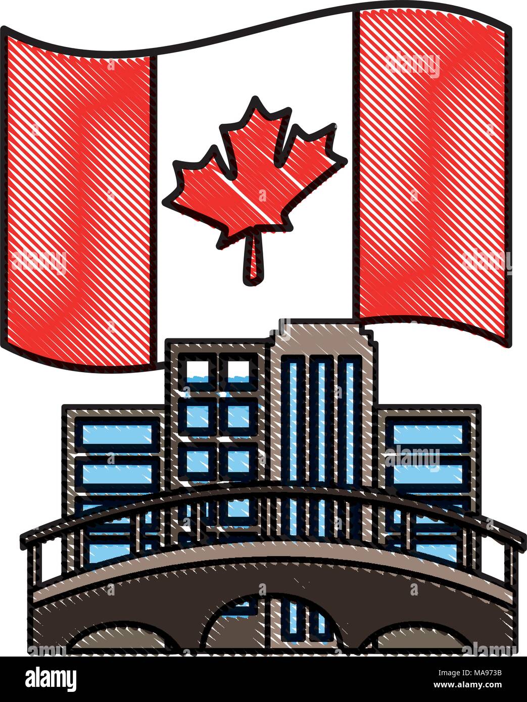 canadian city bridge and flag emblem Stock Vector Image & Art - Alamy
