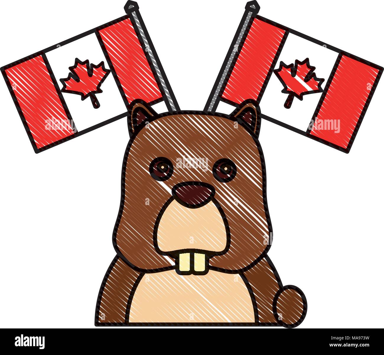 Beaver holding canadian flag Stock Vector Images - Alamy