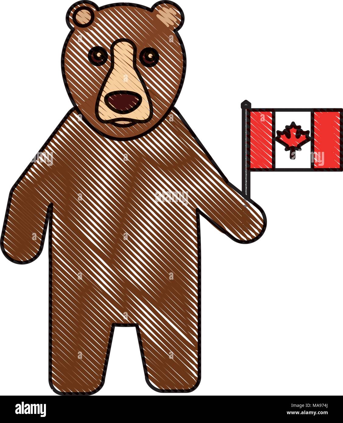 standing grizzly bear holding canadian flag Stock Vector Image & Art ...