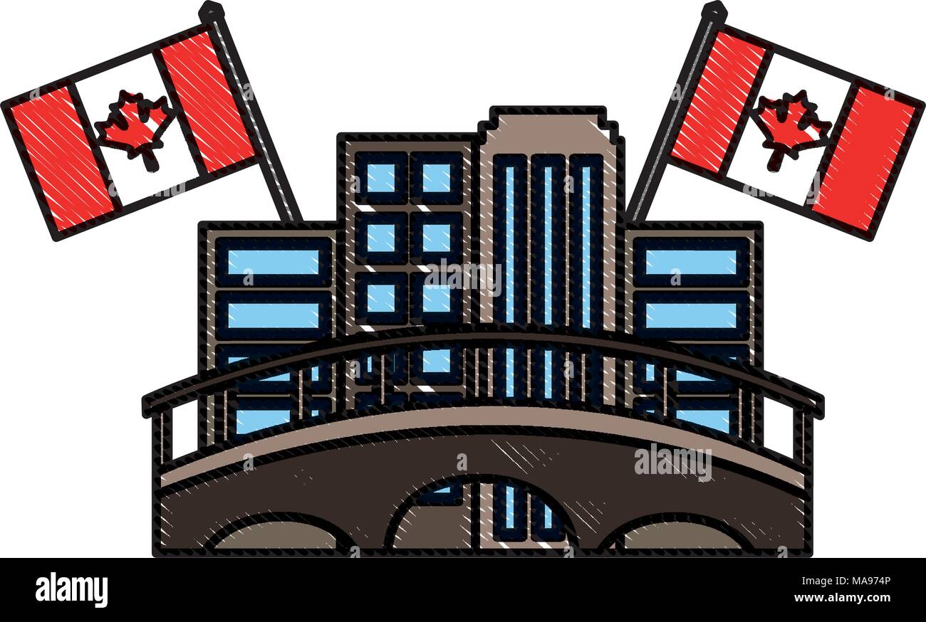 canadian city bridge and flags emblem Stock Vector Image & Art - Alamy