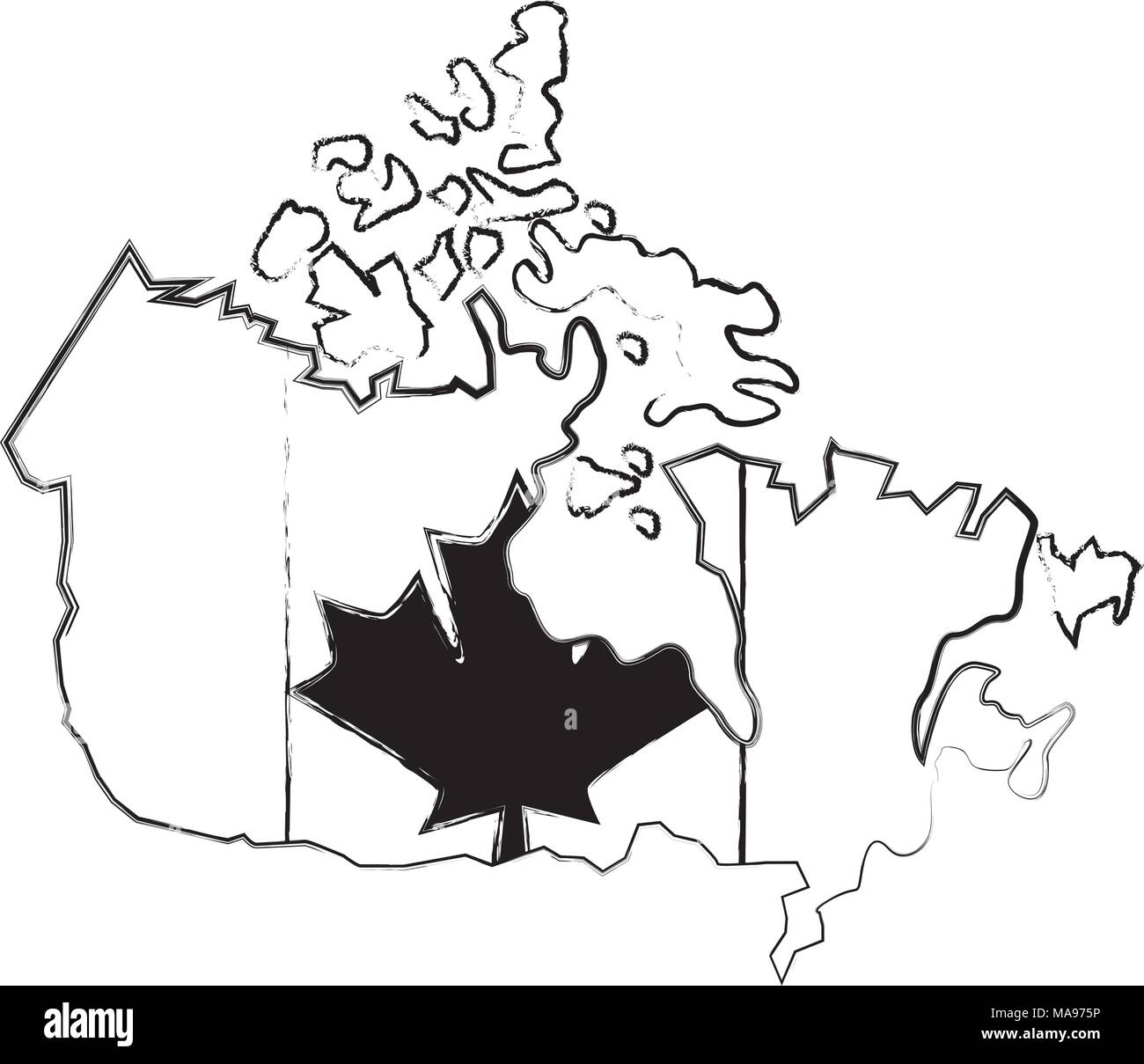 canadian map geographic location travel destination Stock Vector Image ...