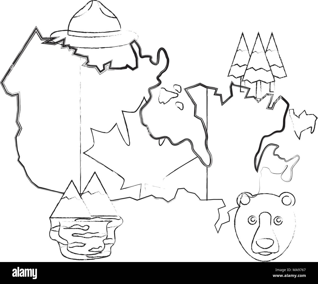 Canadian landscape, lake Stock Vector Images - Alamy