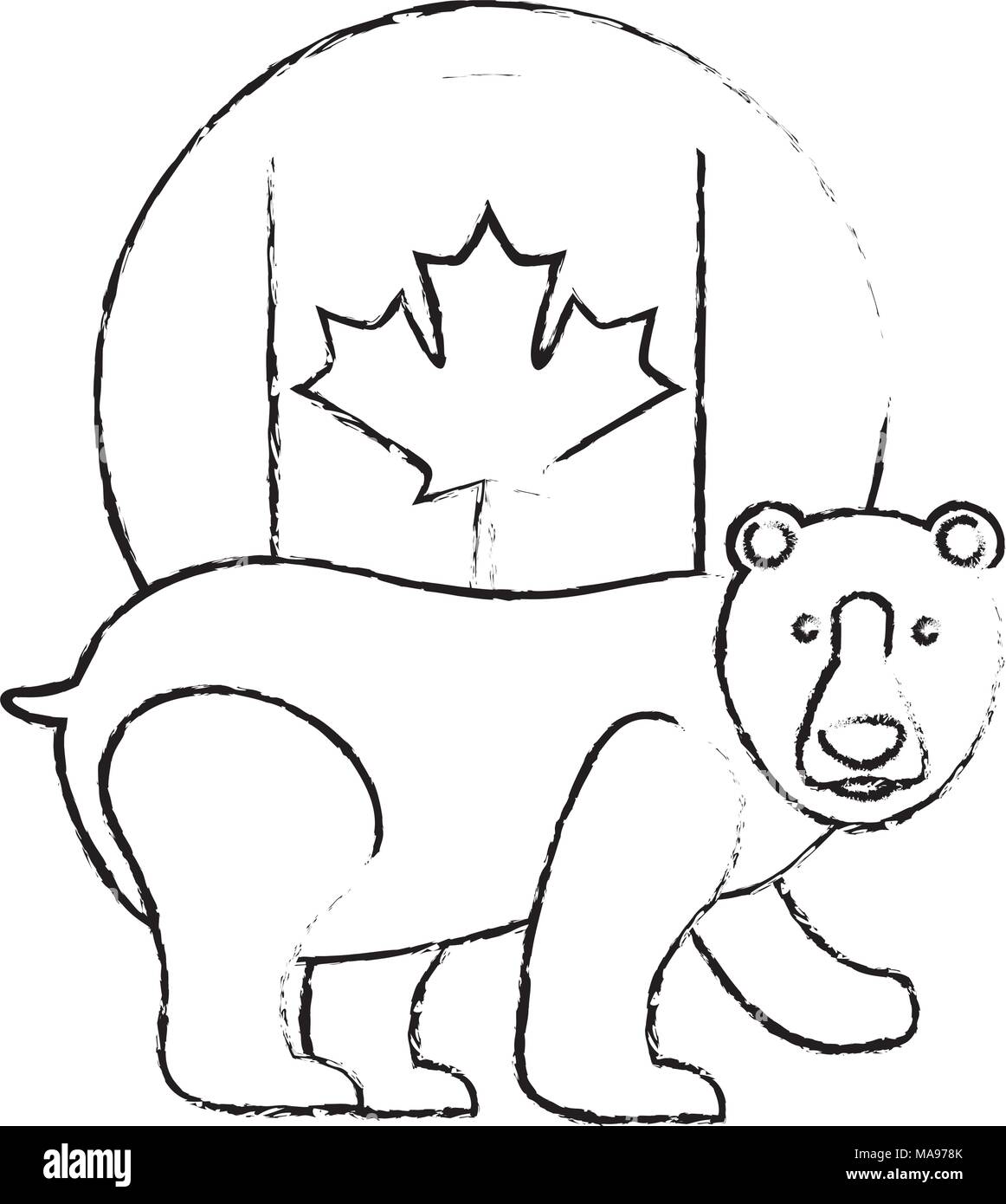 grizzly bear mammal with canadian flag Stock Vector Image & Art - Alamy