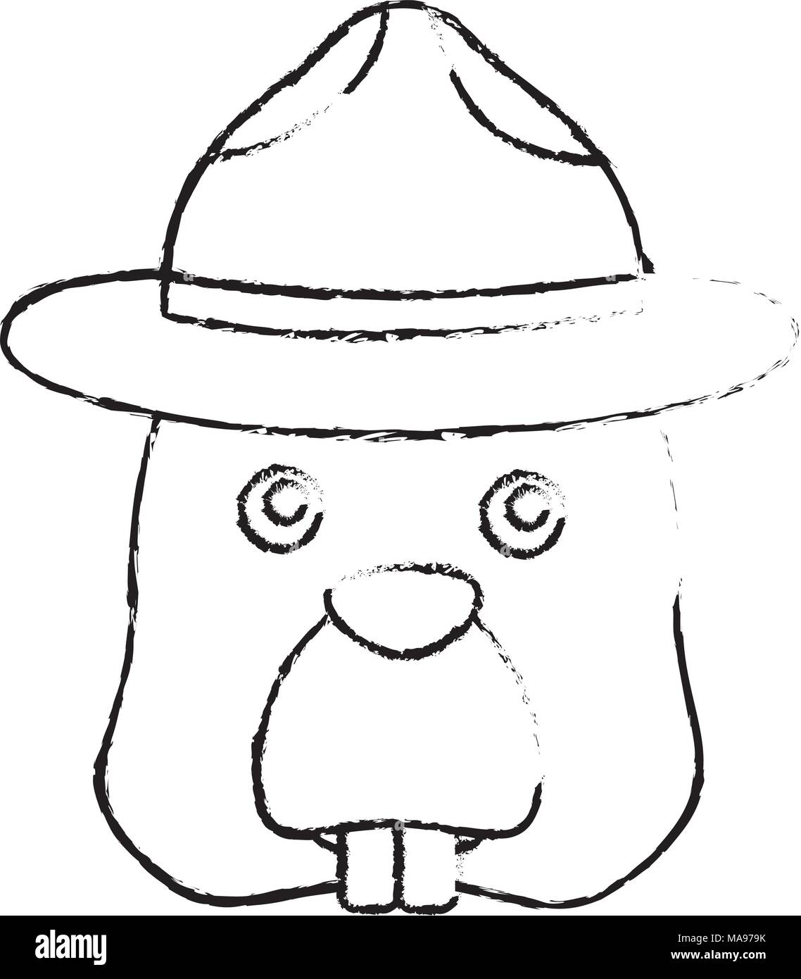 beaver head cartoon character hat sheriff Stock Vector Image & Art - Alamy