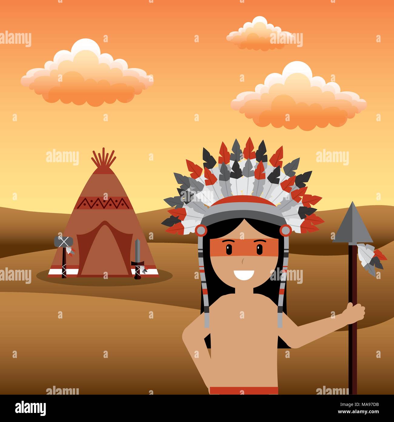 native american people cartoon Stock Vector Image & Art - Alamy