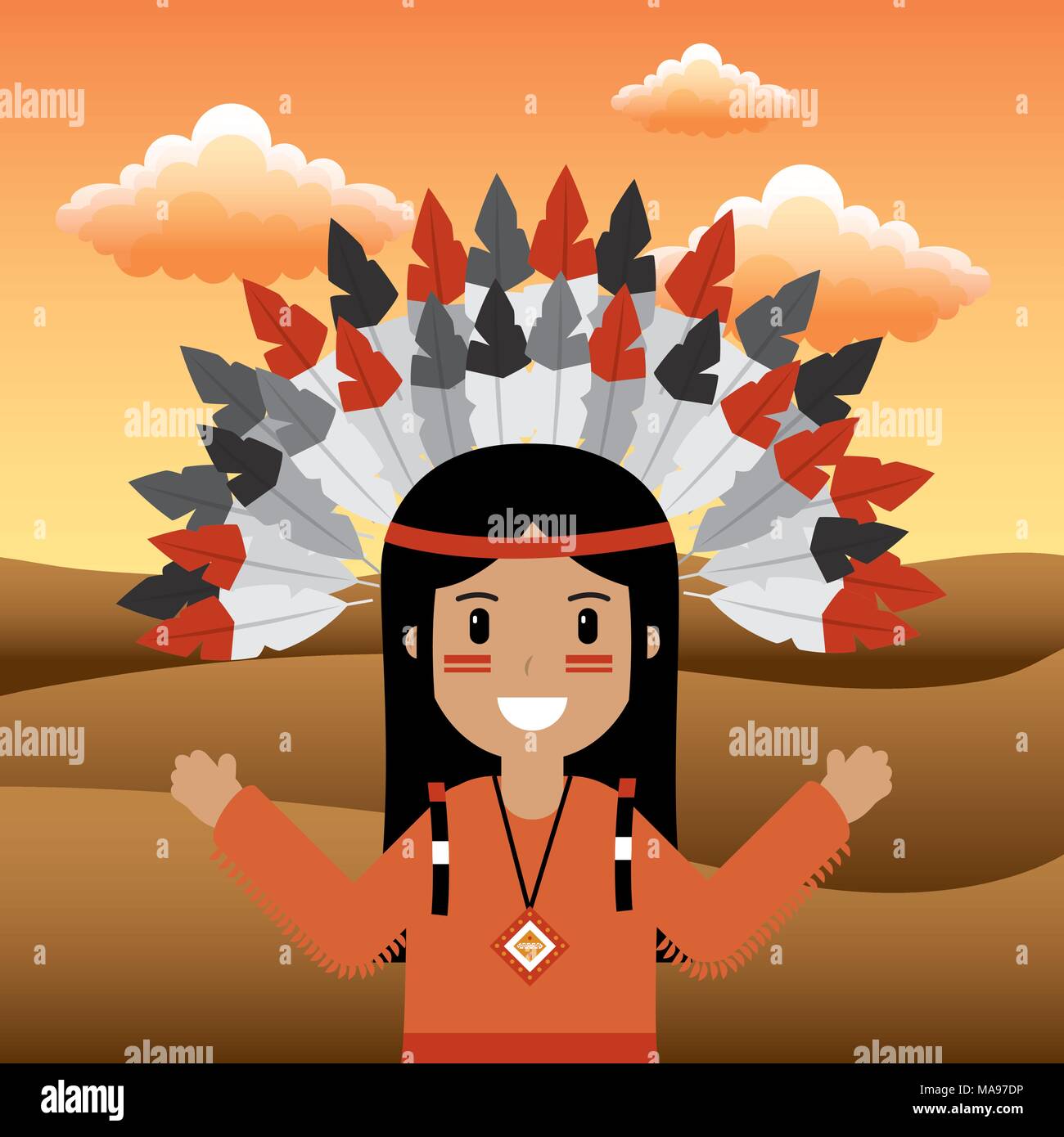 native american people cartoon Stock Vector Image & Art - Alamy