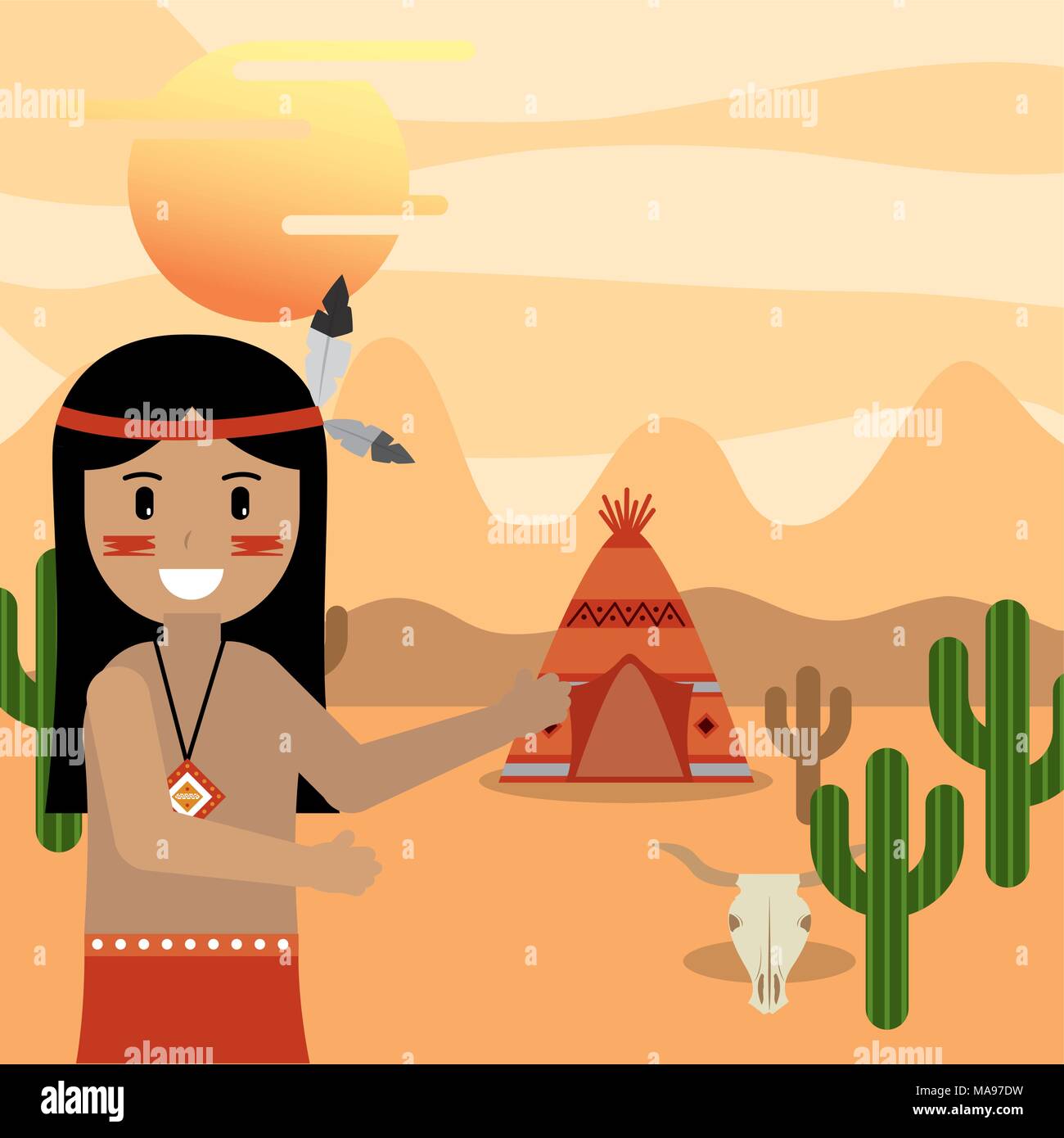 native american people cartoon Stock Vector Image & Art - Alamy