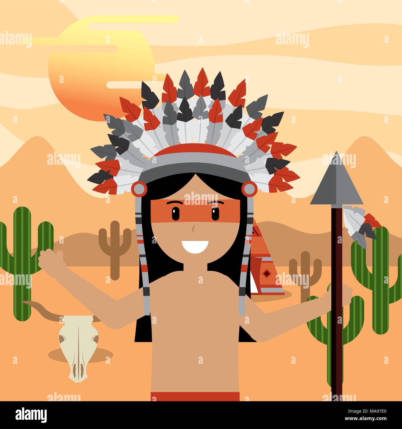 native american people cartoon Stock Vector Image & Art - Alamy