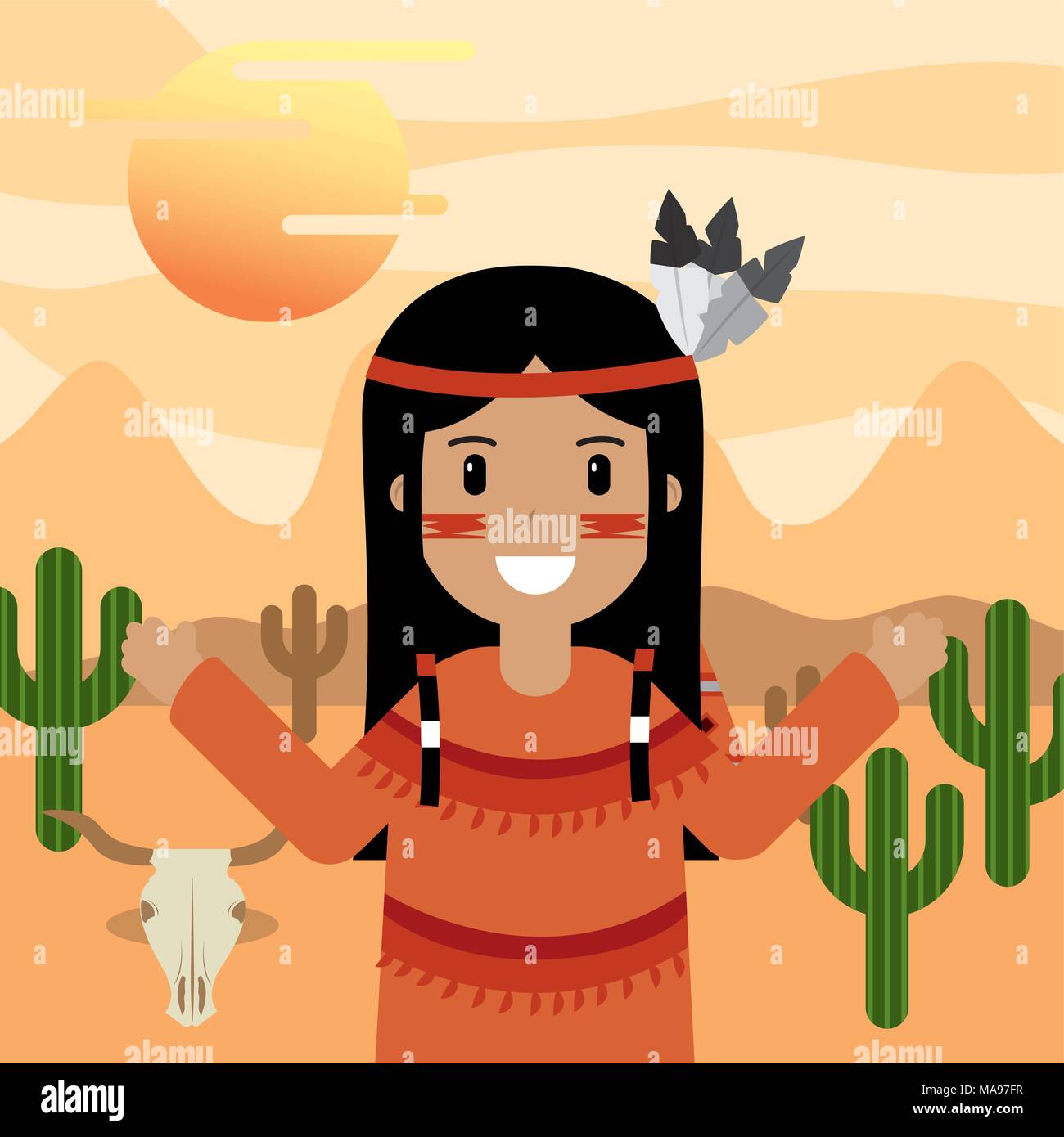 native american people cartoon Stock Vector Image & Art - Alamy