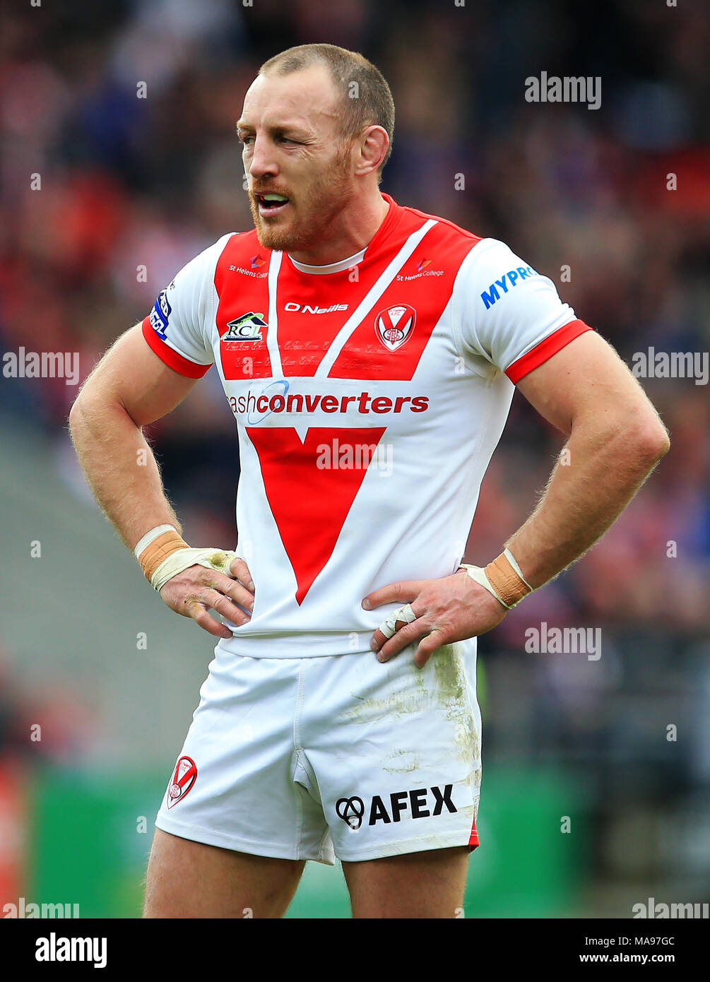 St Helens' James Roby during the Super League match at the Totally ...