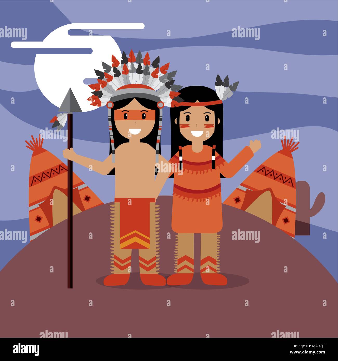 native american people cartoon Stock Vector Image & Art - Alamy