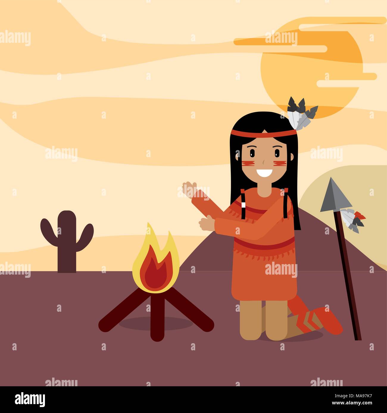 native american people cartoon Stock Vector Image & Art - Alamy