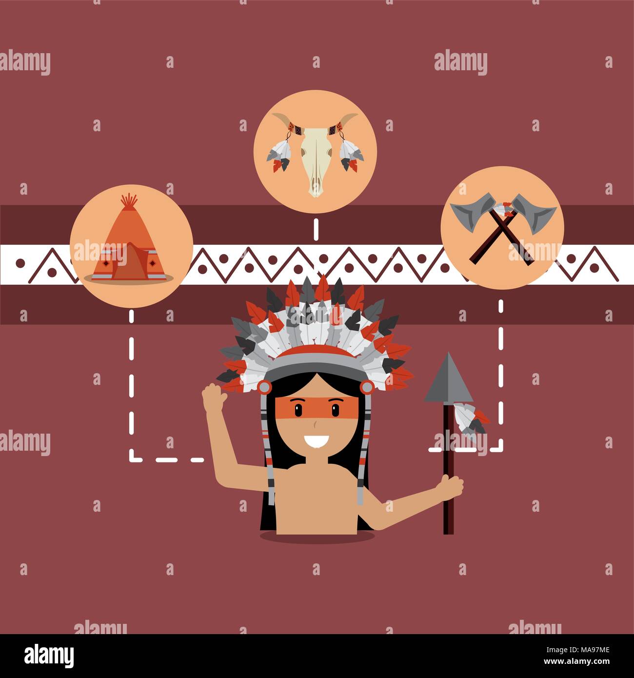 native american people cartoon Stock Vector Image & Art - Alamy