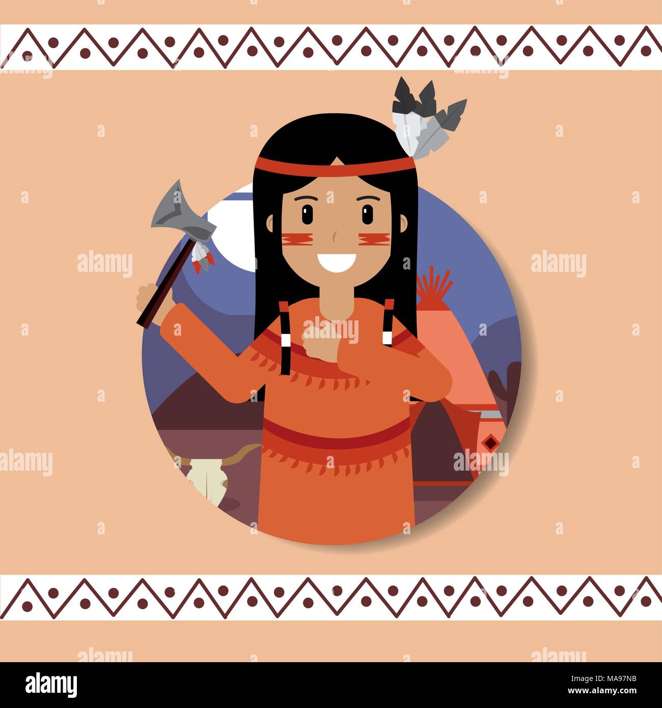 native american people cartoon Stock Vector Image & Art - Alamy