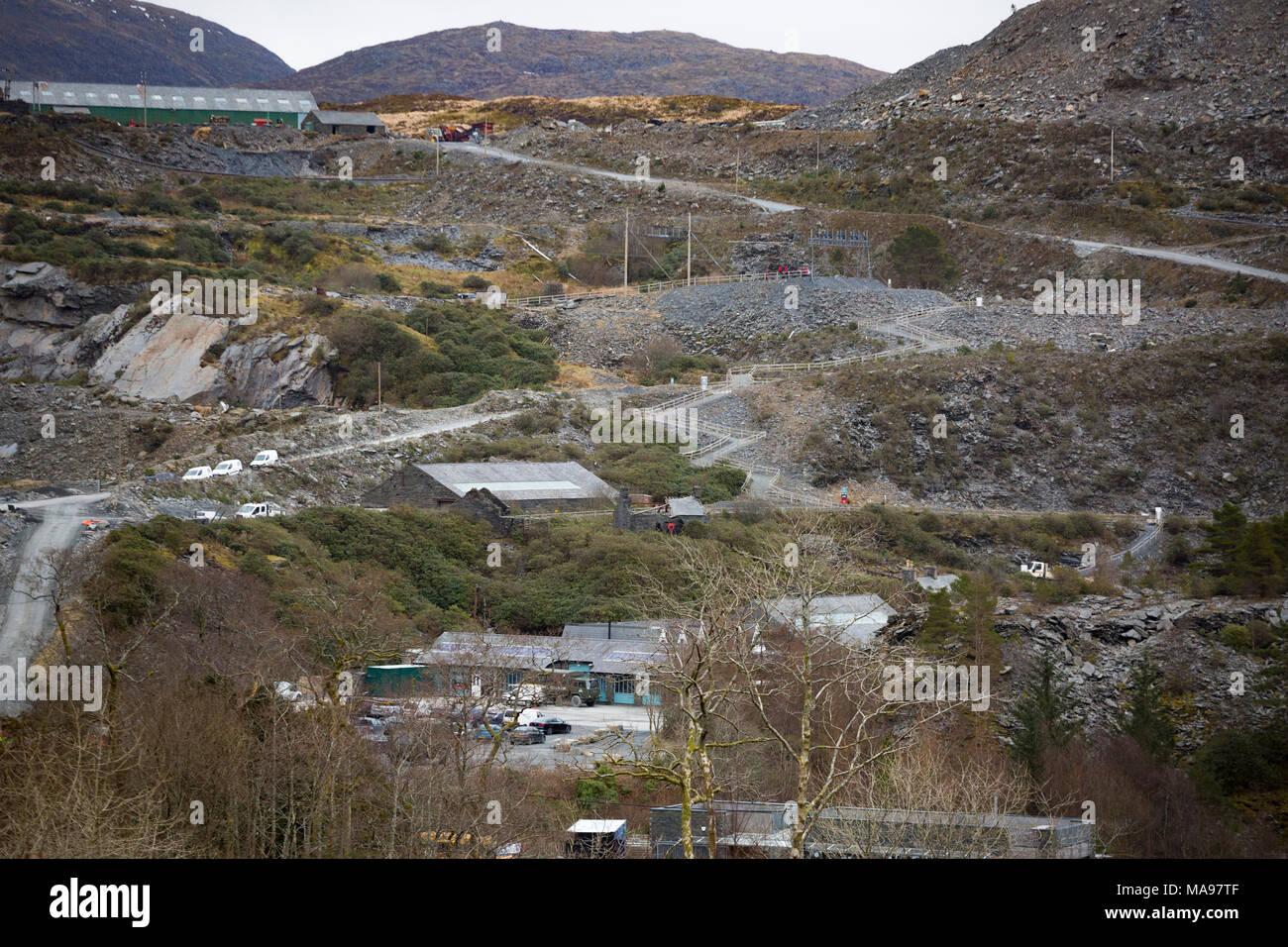 LLechwed Slate caverns near Bleanau FFestiniog, North Wales Stock Photo ...