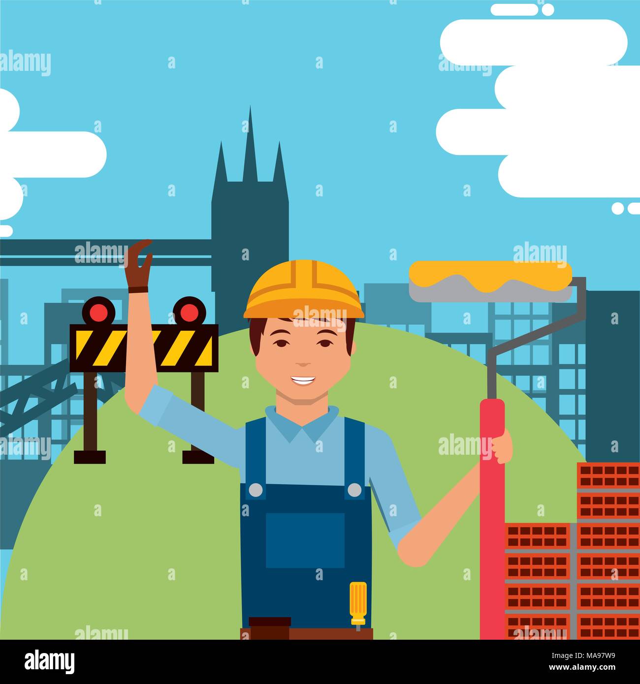 Manual workers in safety Stock Vector Images - Alamy