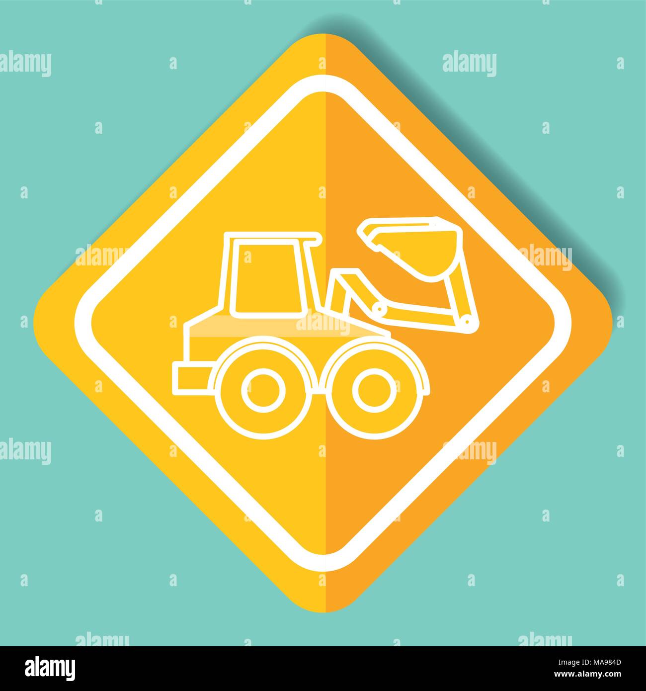 Bulldozer road work sign Stock Vector Images - Alamy