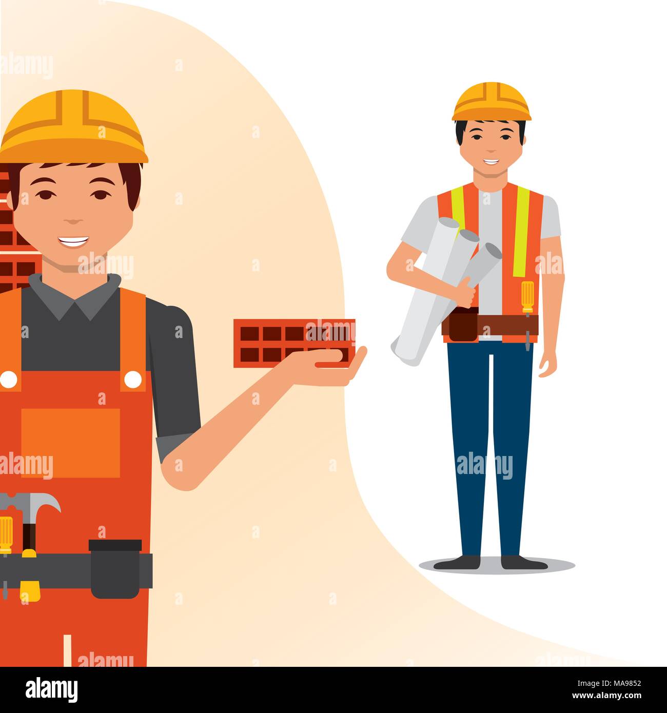 Construction engineer checking building Stock Vector Images - Alamy