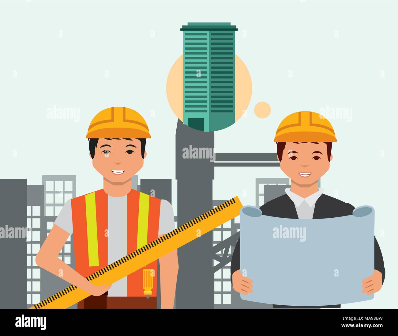 Construction site people discussion Stock Vector Images - Alamy