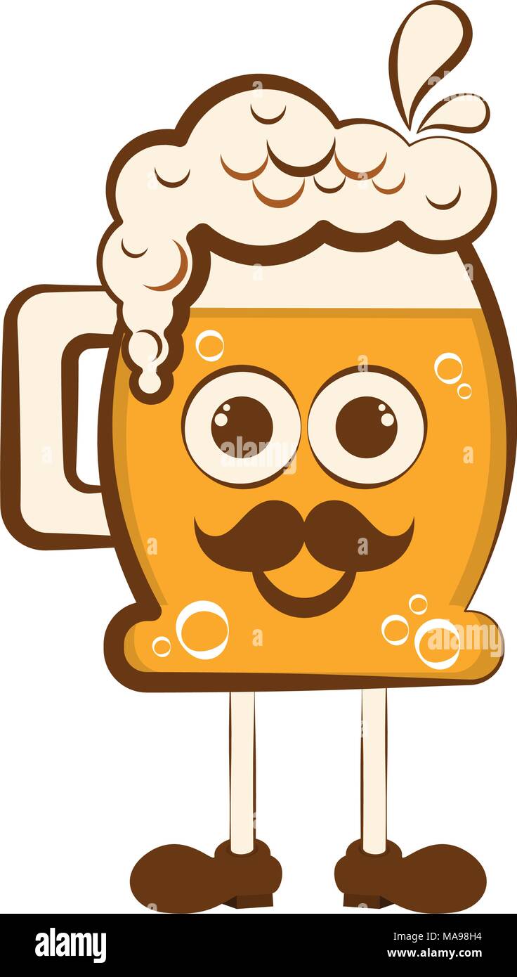 Vintage Happy Beer Cartoon Character Stock Vector Image Art Alamy