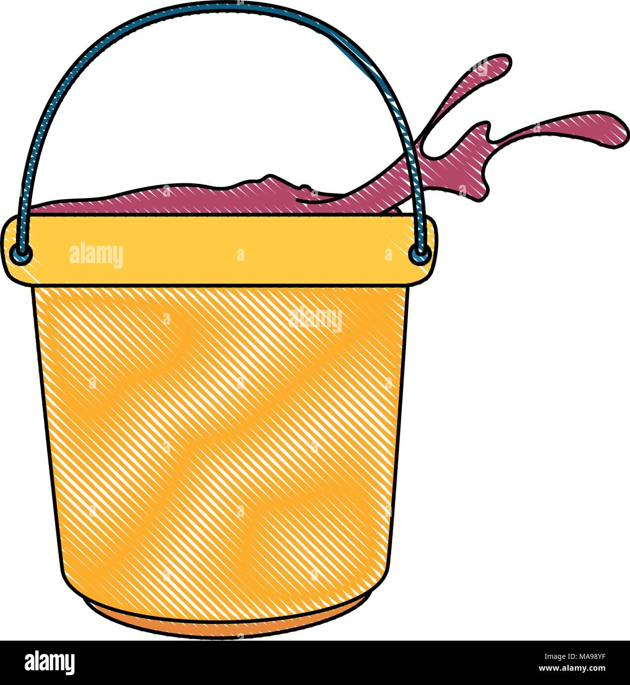 color powder in bucket plastic holy celebration vector illustration ...