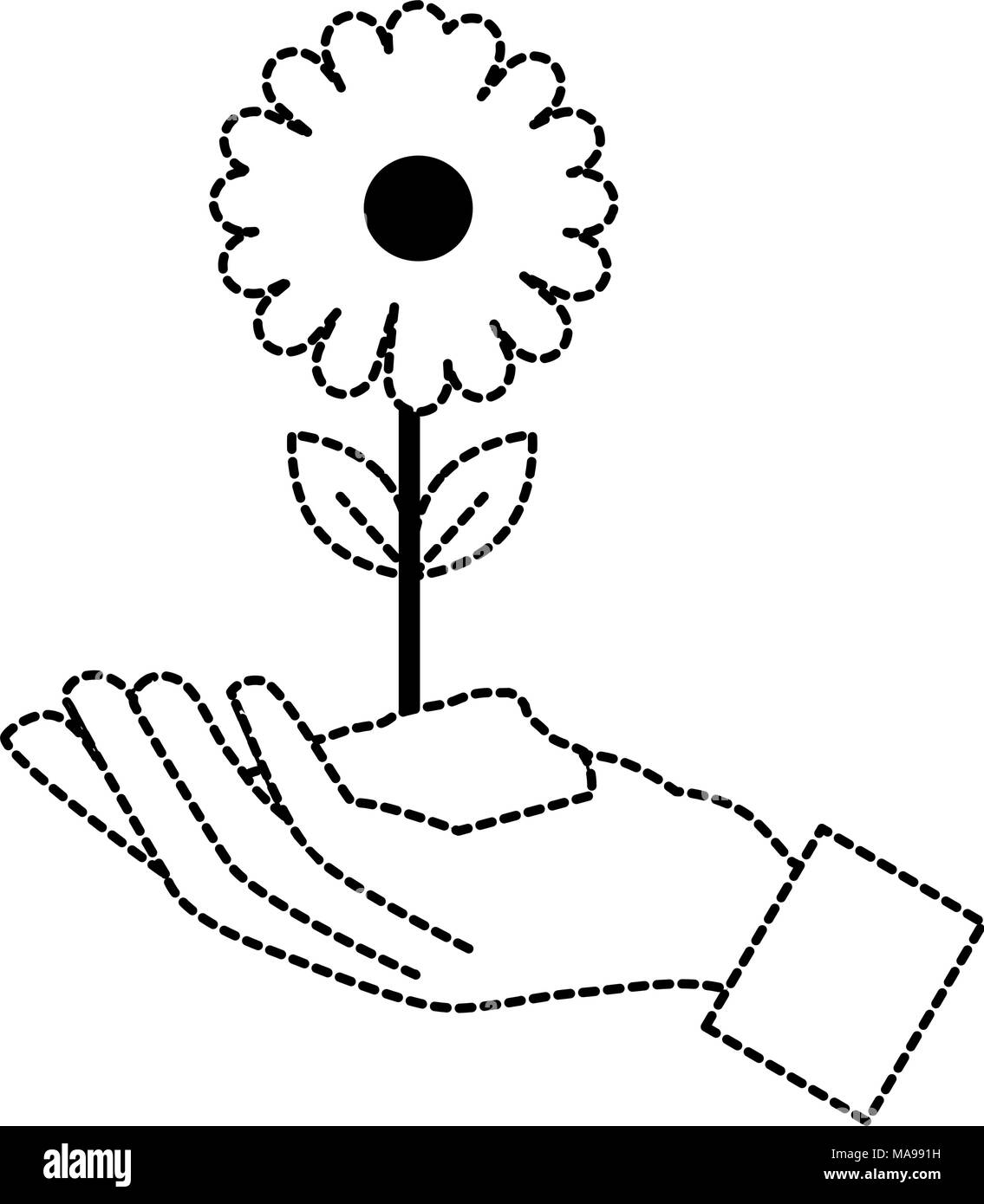 hand with beautiful sunflower vector illustration design Stock Vector ...