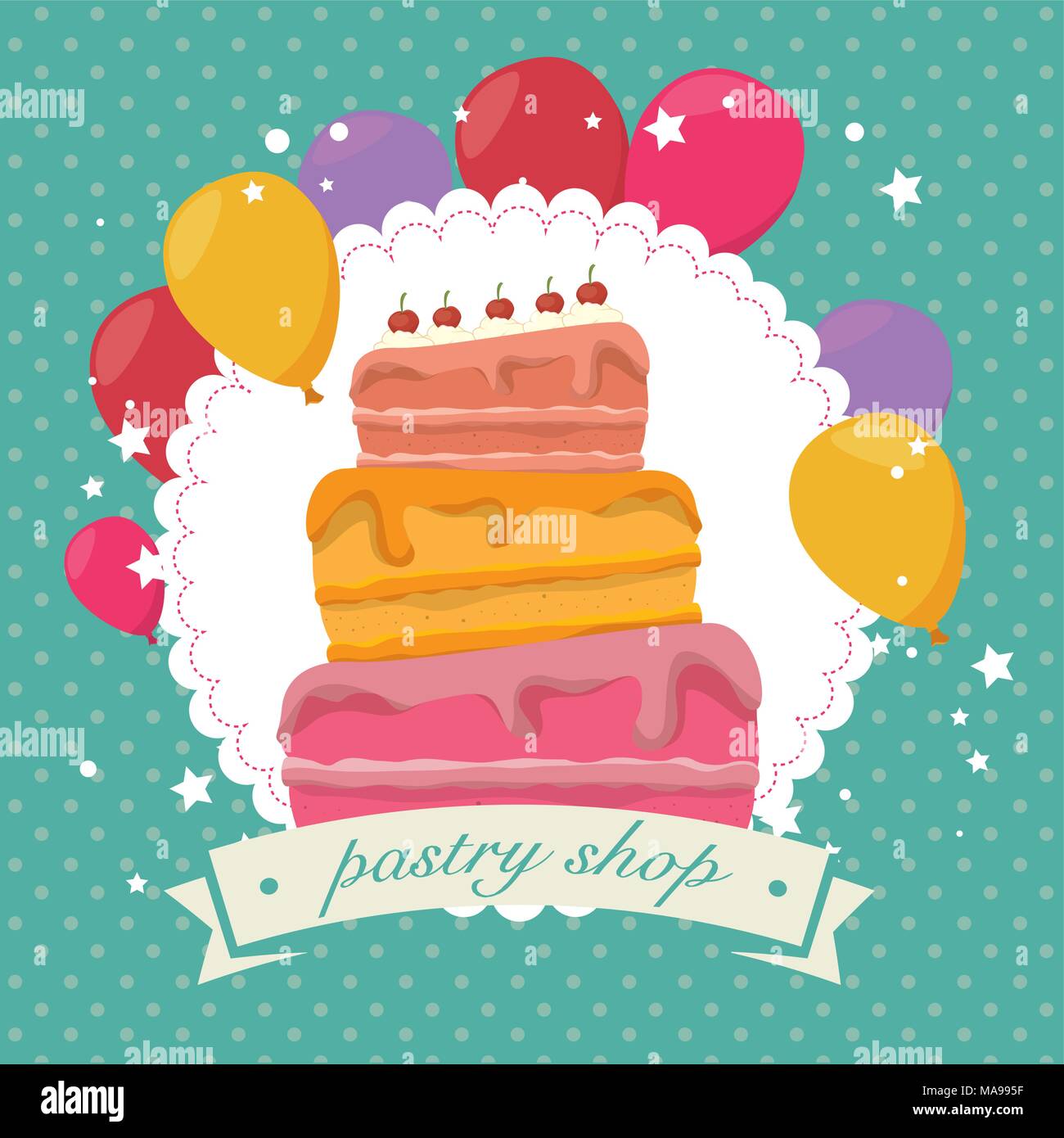 Happy birthday cake dessert graphic design, vector illustration eps10 ...
