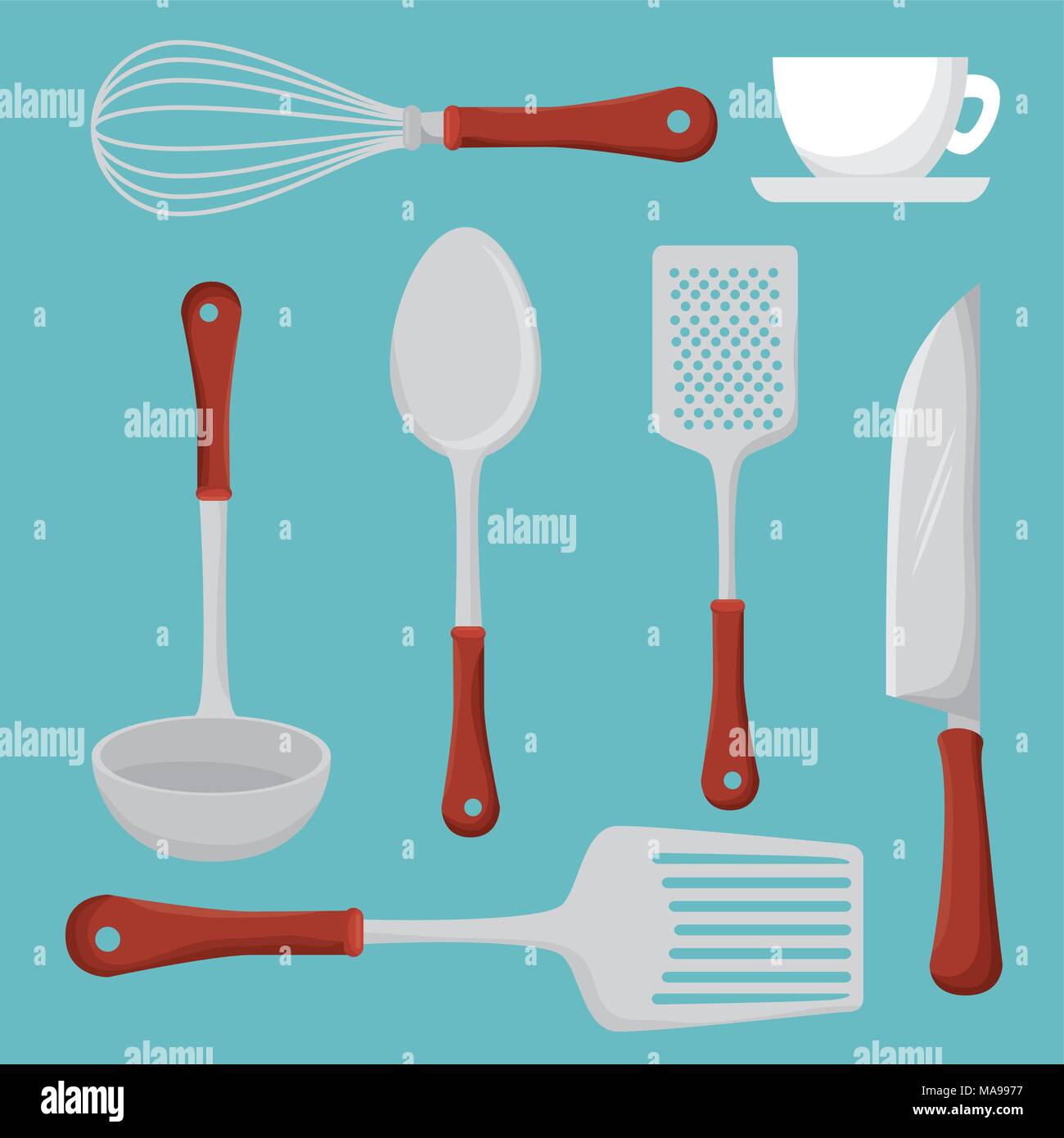 Restaurant and kitchen dishware design with icons, vector illustration ...