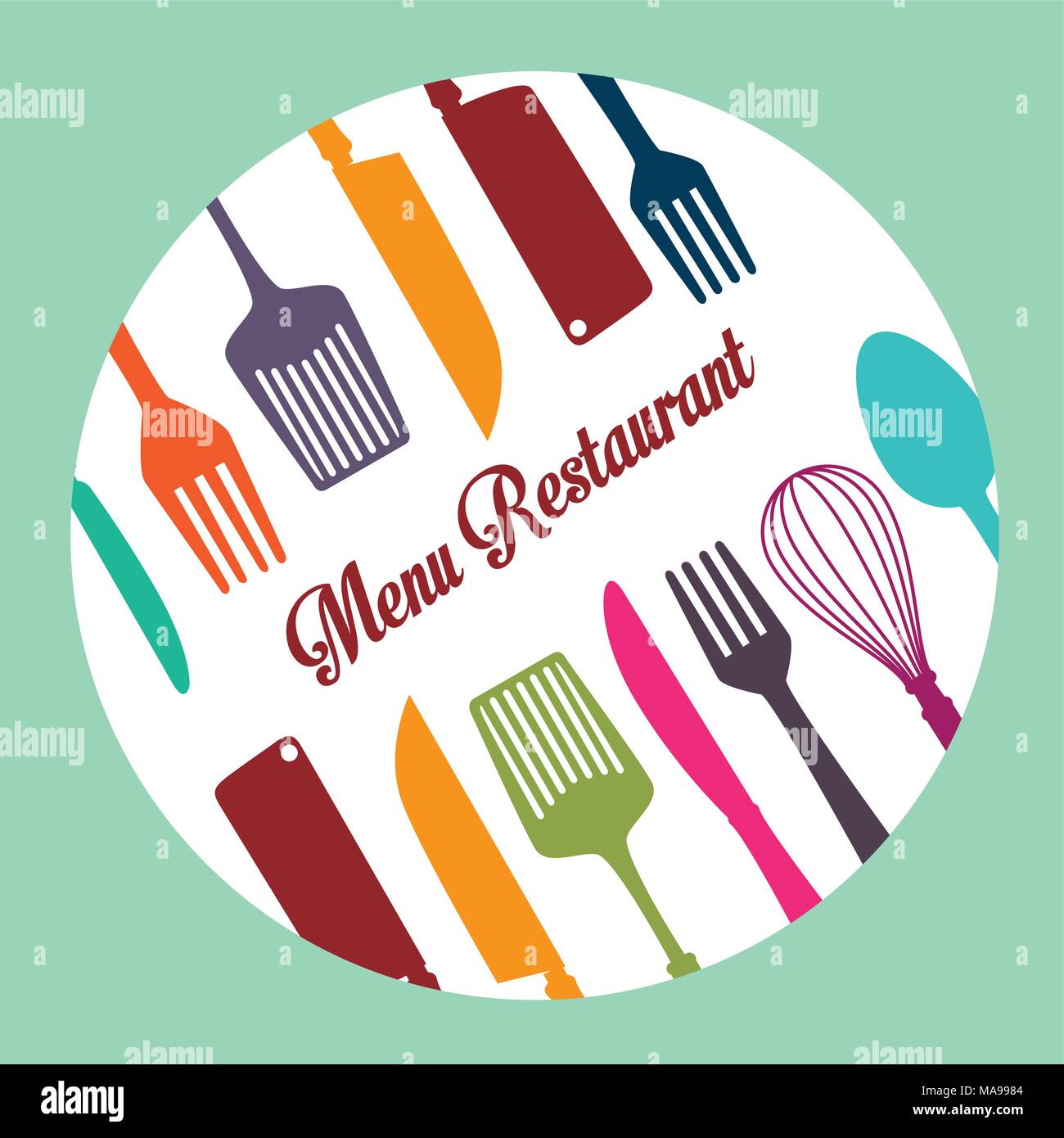 Restaurant and kitchen dishware design with icons, vector illustration ...