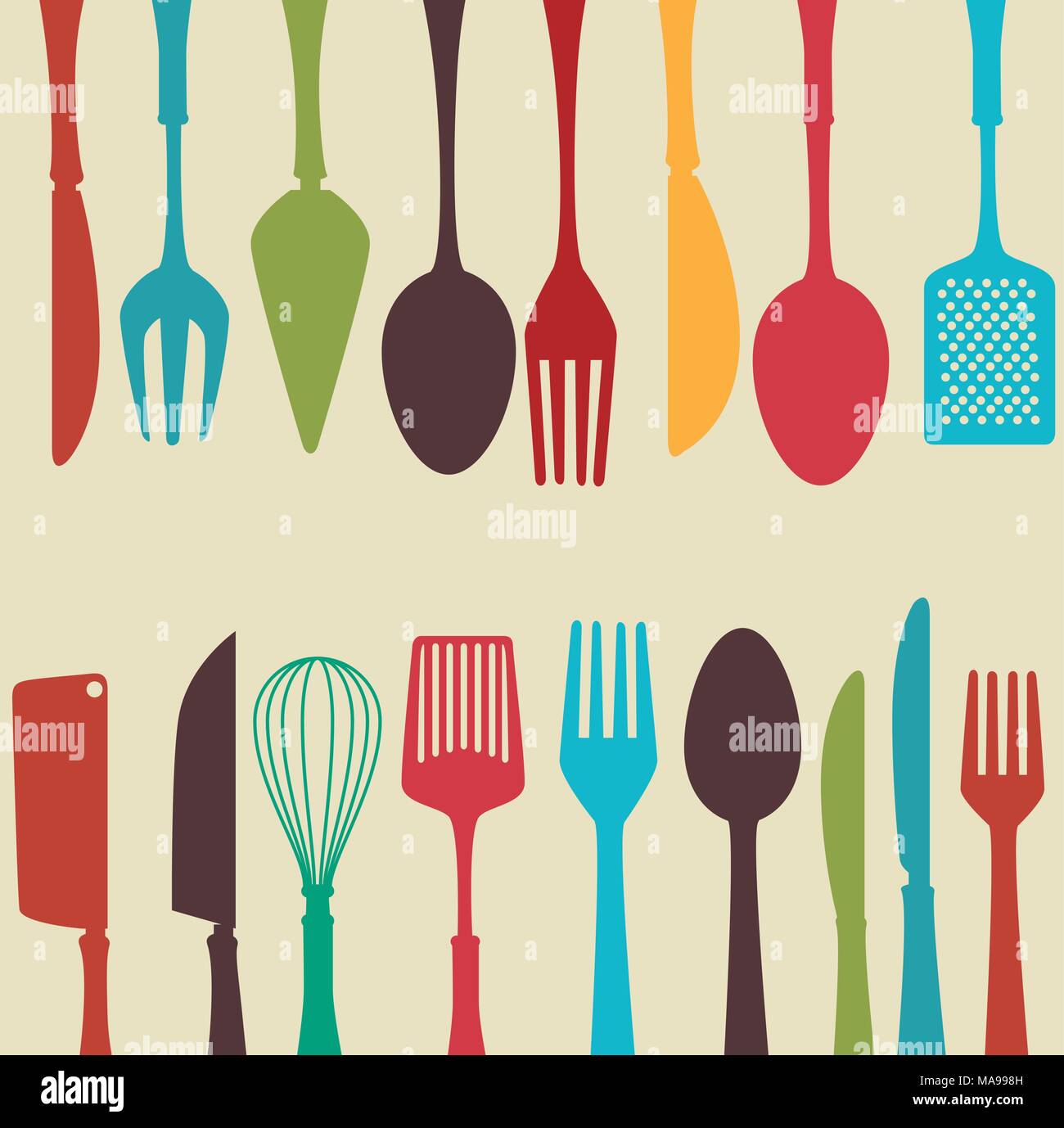 Restaurant and kitchen dishware design with icons, vector illustration ...