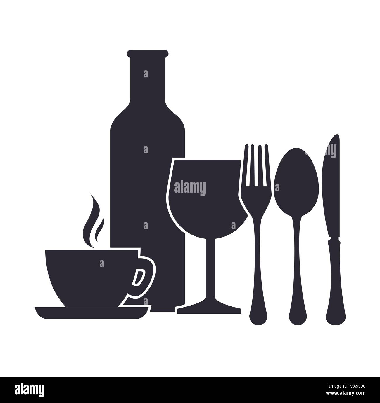 Restaurant and kitchen dishware design with icons, vector illustration ...