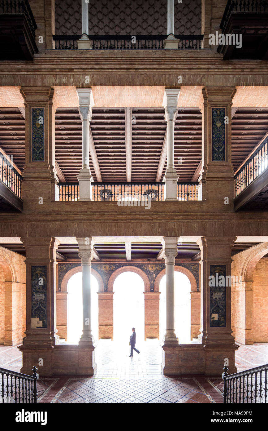 Visitors inside Plaza de España, Seville, Spain Stock Photo - Alamy