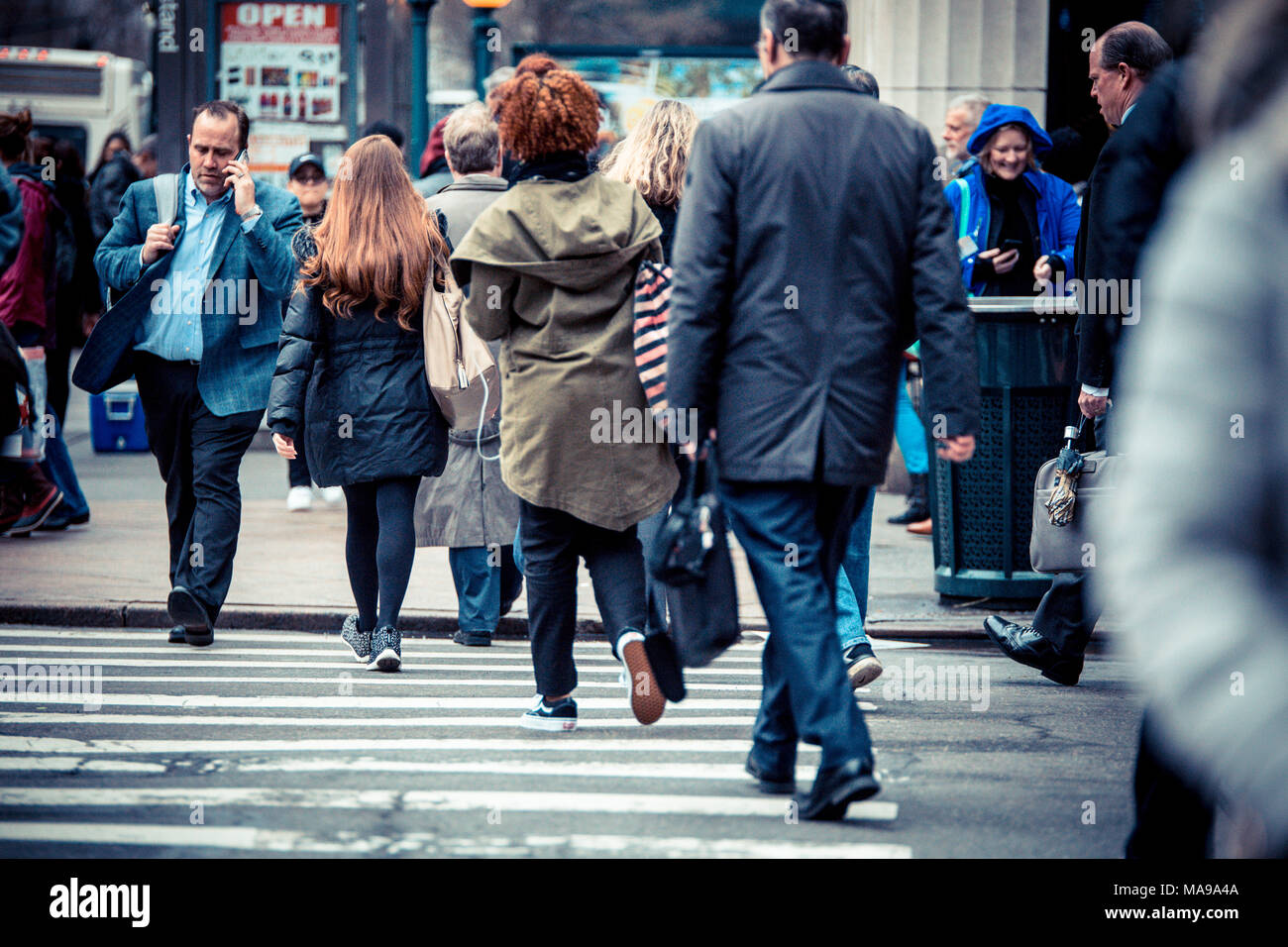 NEW YORK CITY - MARCH 29, 2018: Busy New York City street scene of ...