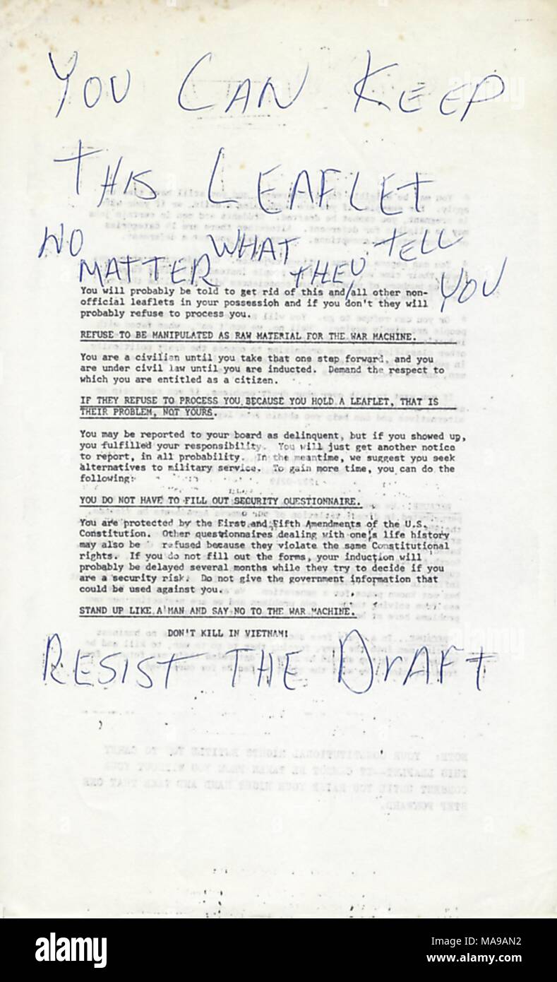 Vietnam draft notice hi-res stock photography and images - Alamy