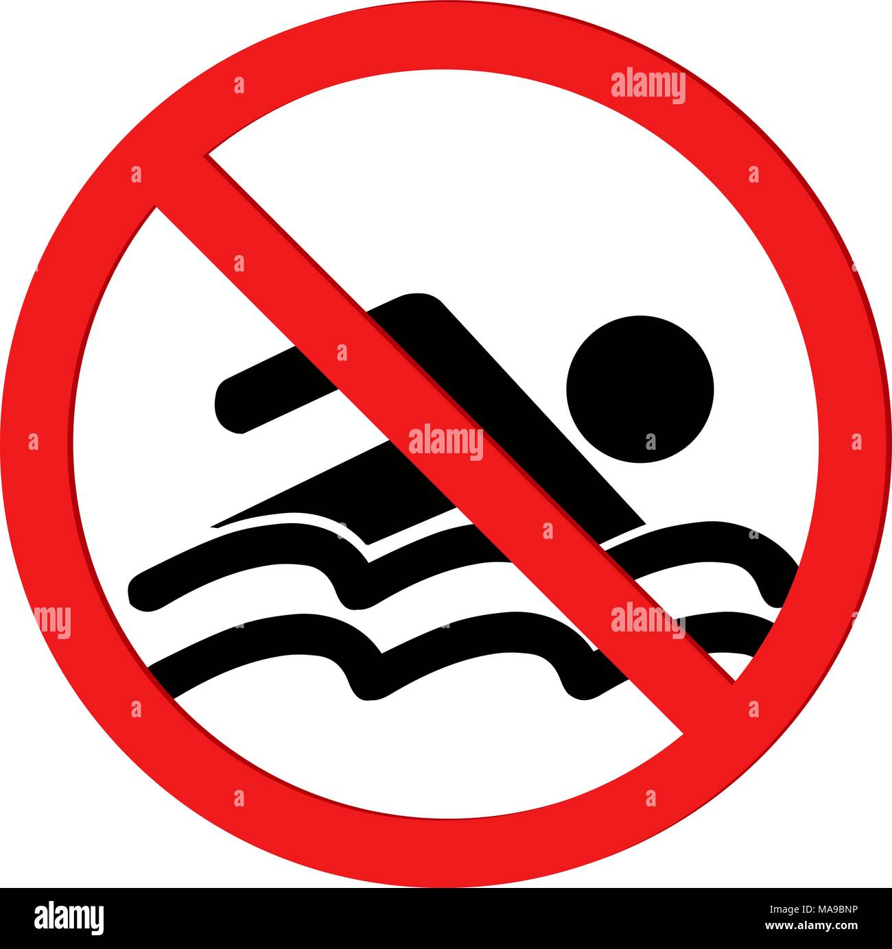 No swimming sign, on white background, vector illustration Stock Vector ...