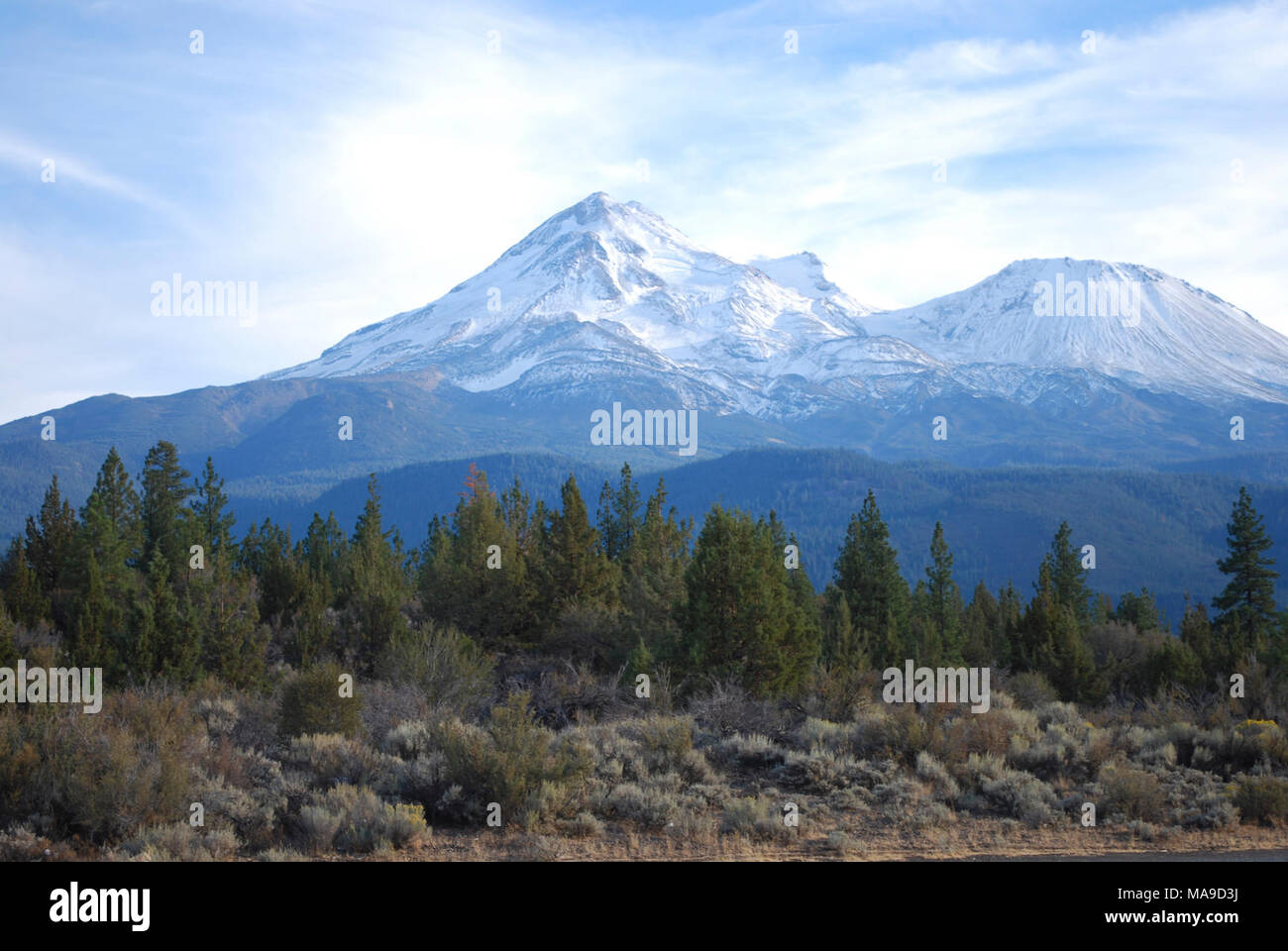 Mount Shasta. Mount Shasta dominates the landscape in the Shasta Valley ...